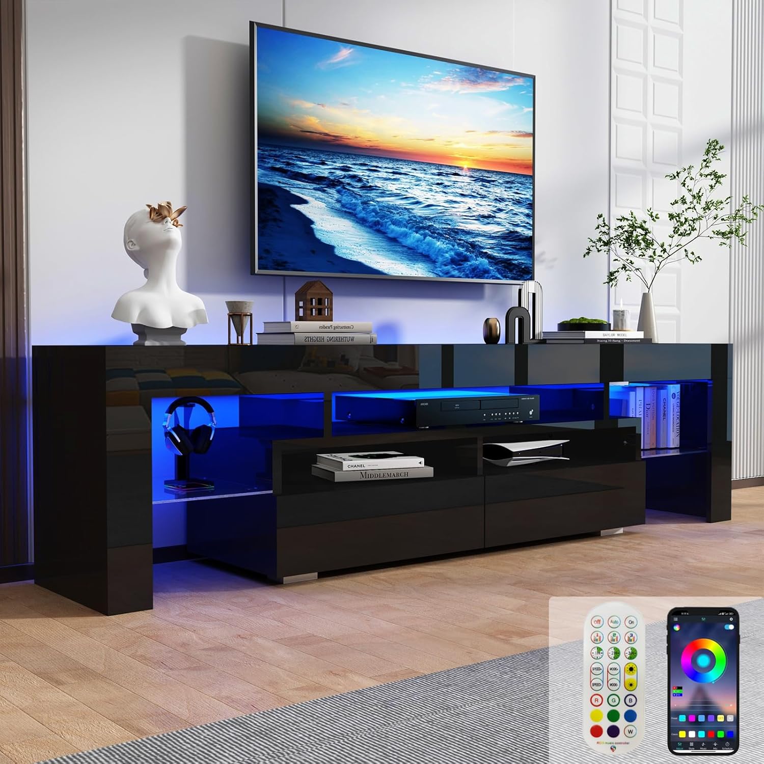 Amazon.com: Uspeedy 63in TV Stand for 65/70 inch TV,Modern LED TV Stand ...