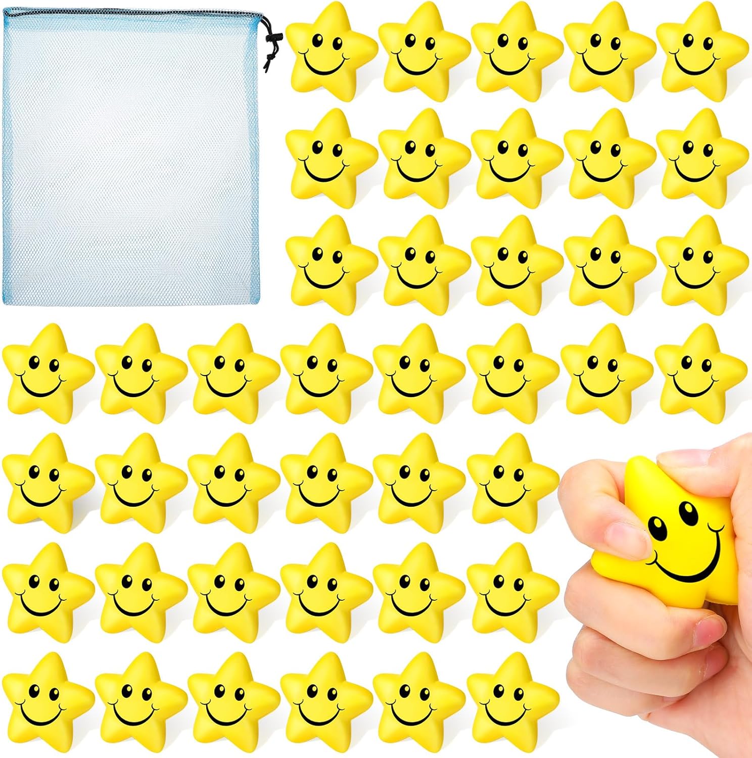Amazon.com: Jerify 60 Pcs Star Smile Face Stress Balls for Kids Bulk ...