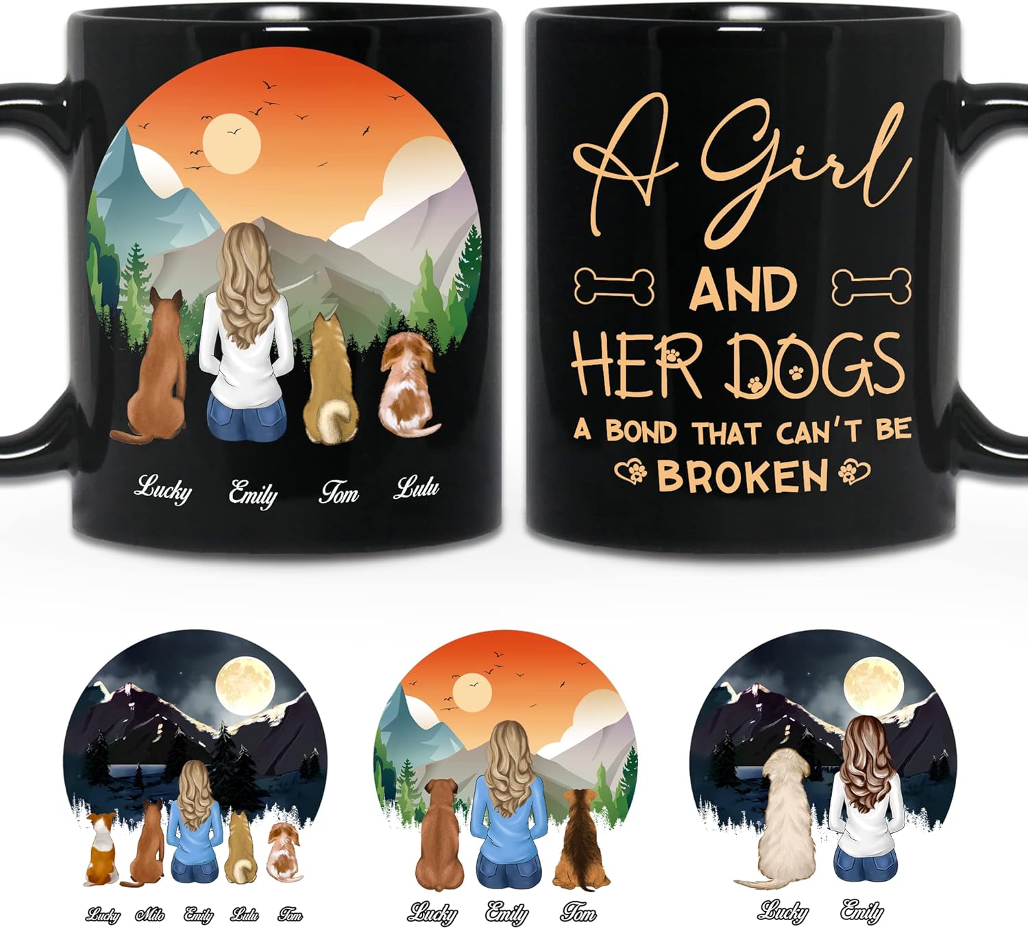 Amazon.com: WHIDOBE Personalized Dog Mug (3 Dogs) Custom 11Oz, 15Oz Mug ...