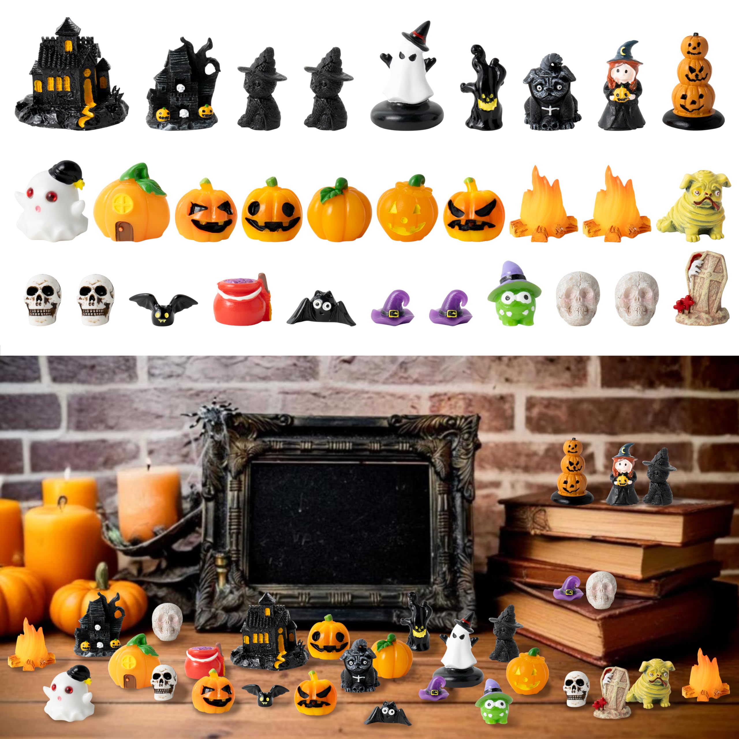 Amazon.com: Haooryx Halloween Miniature Figurines - 30Pcs Resin Micro ...