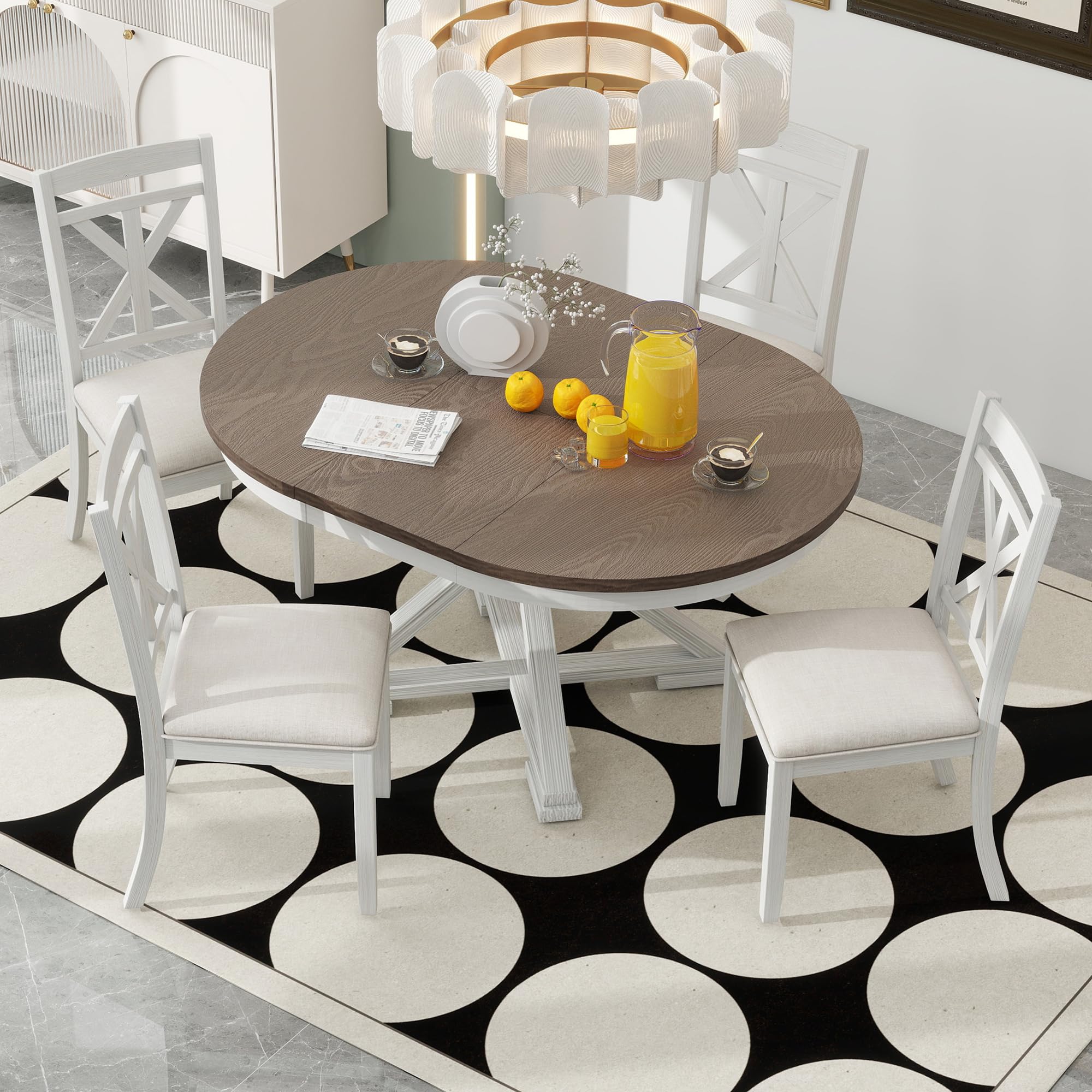 Amazon.com - P PURLOVE 5 Pieces Dining Table Set Round Kitchen ...