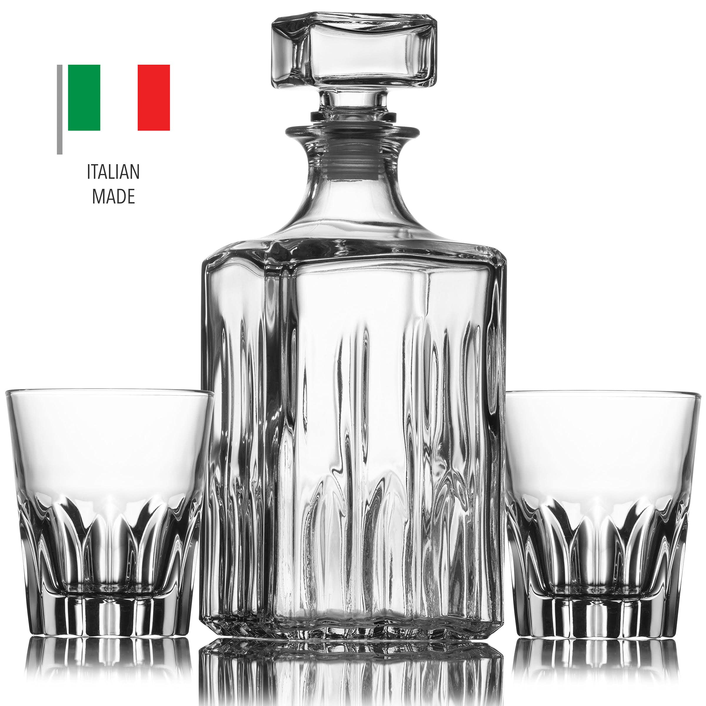 Snapklik.com : Godinger Whiskey Decanter And 2 Whiskey Glasses Bar Set