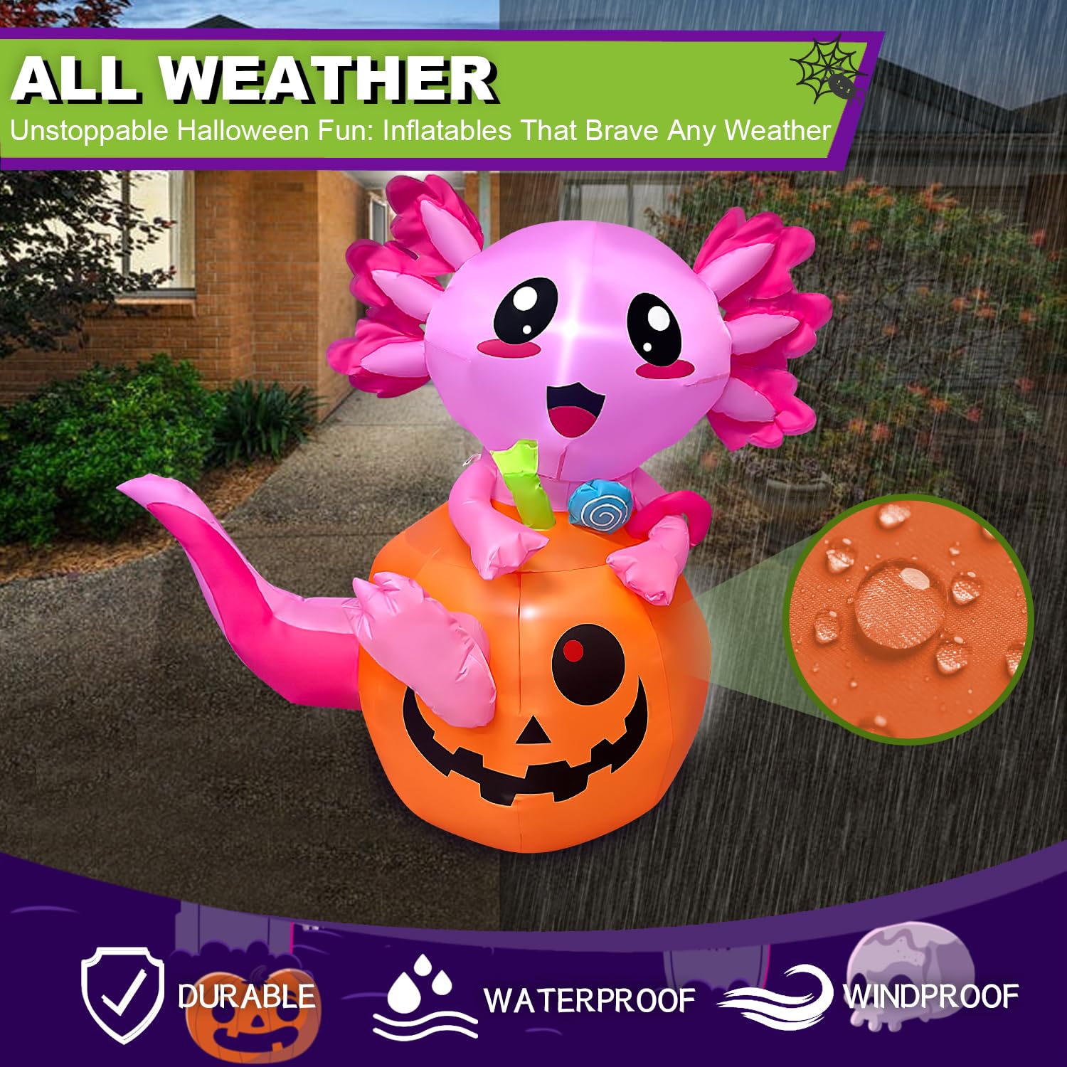 Snapklik.com : 5FT Halloween Inflatable Pumpkin Axolotl Decorations ...