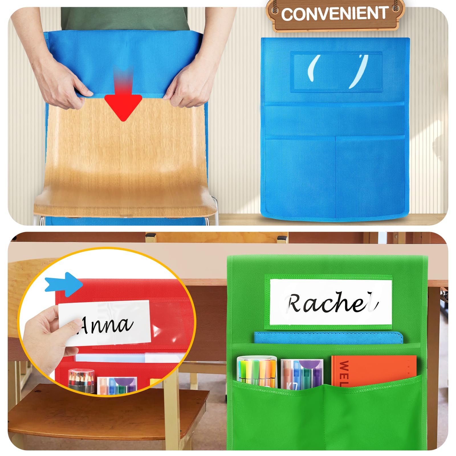 Back To School 6 Pack Large 17 Inches Chairback Pocket Chart Student ...