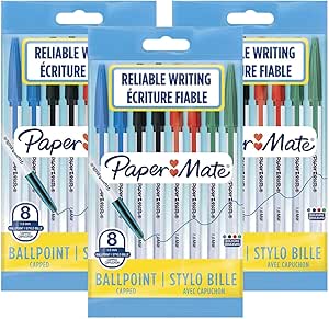 Paper Mate Ballpoint Coloured Pens, Stationery Set Biro Pens Red Green ...