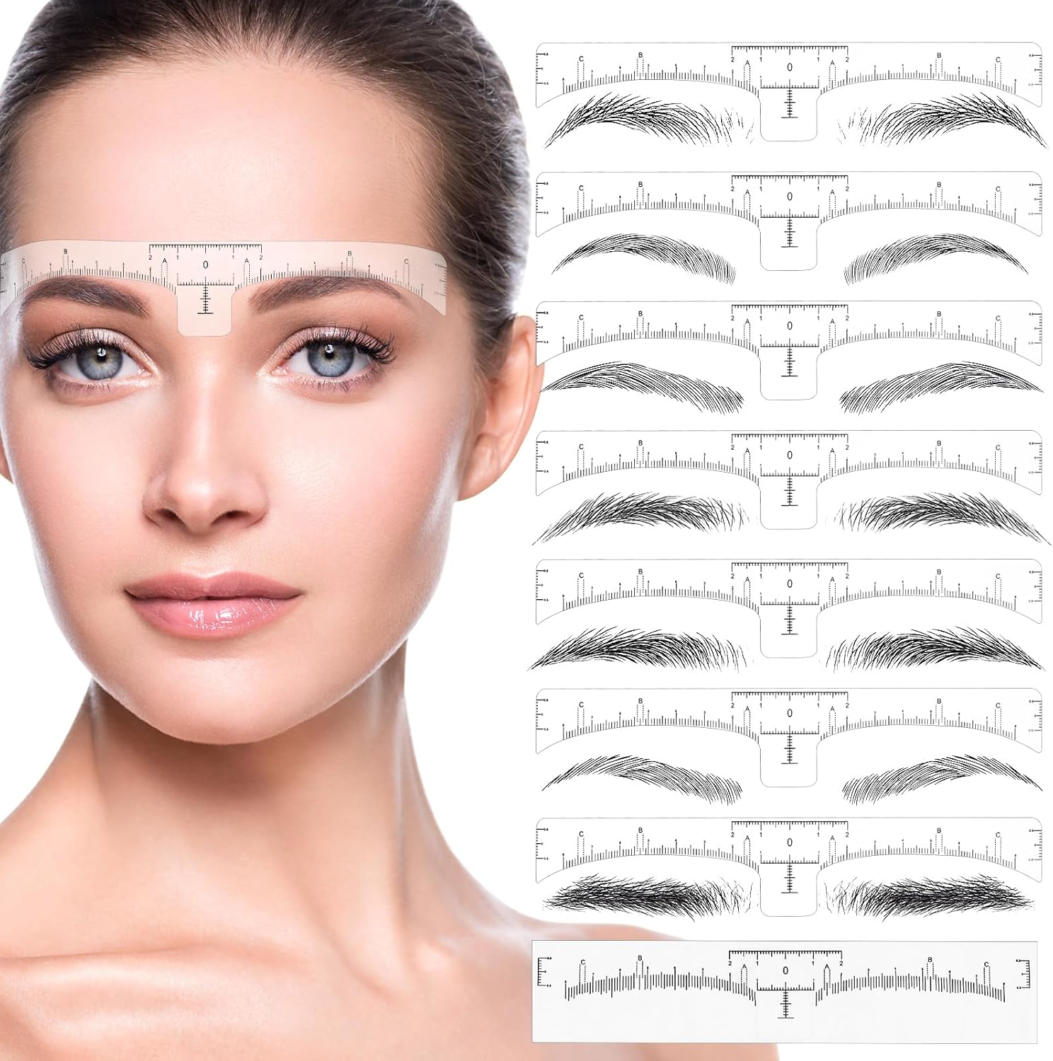 Giantree 100 Pcs Eyebrow Ruler Stencils, Disposable Brow Ruler Sticker ...