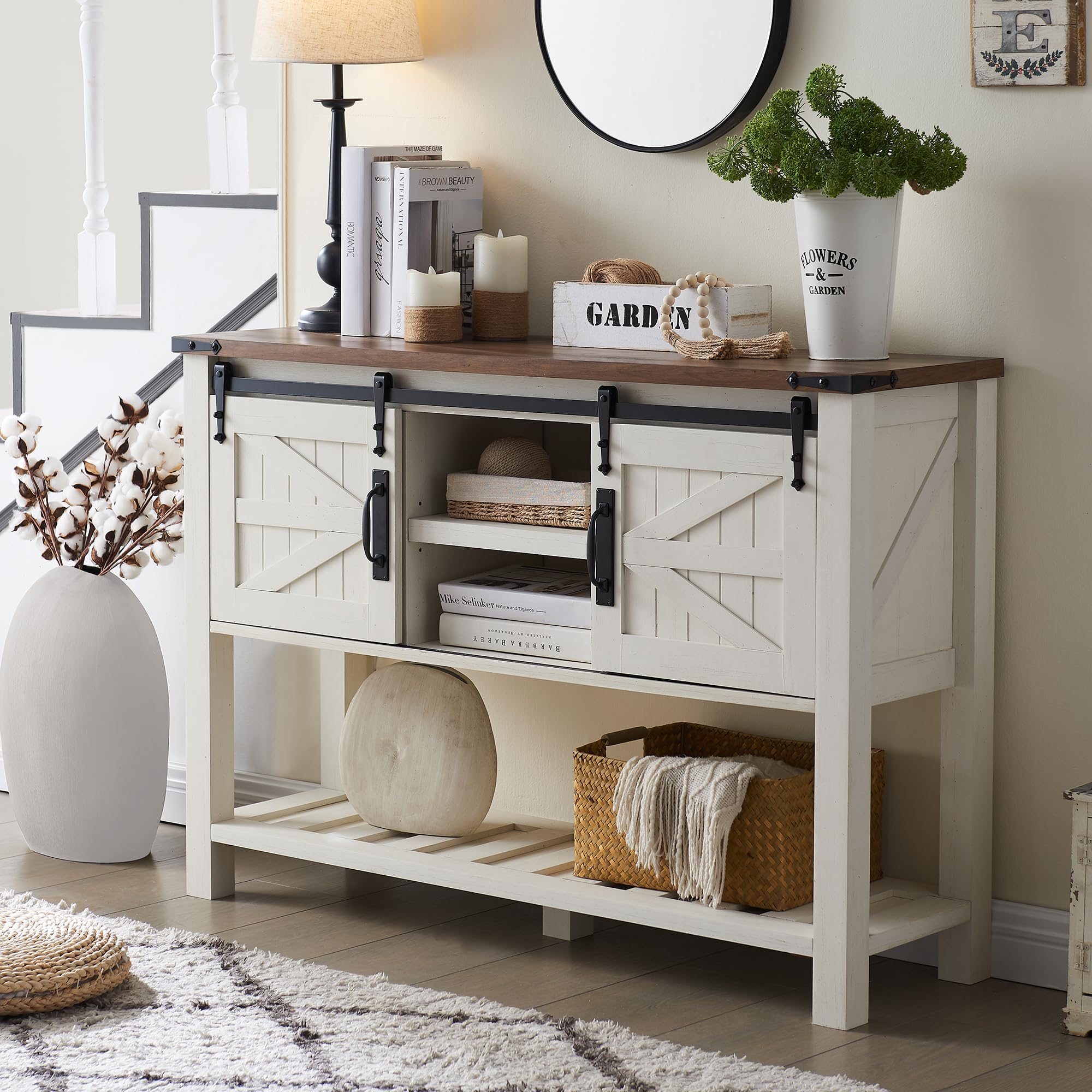 Amazon.com: Modern Living Room Console Table White Door Designed with ...