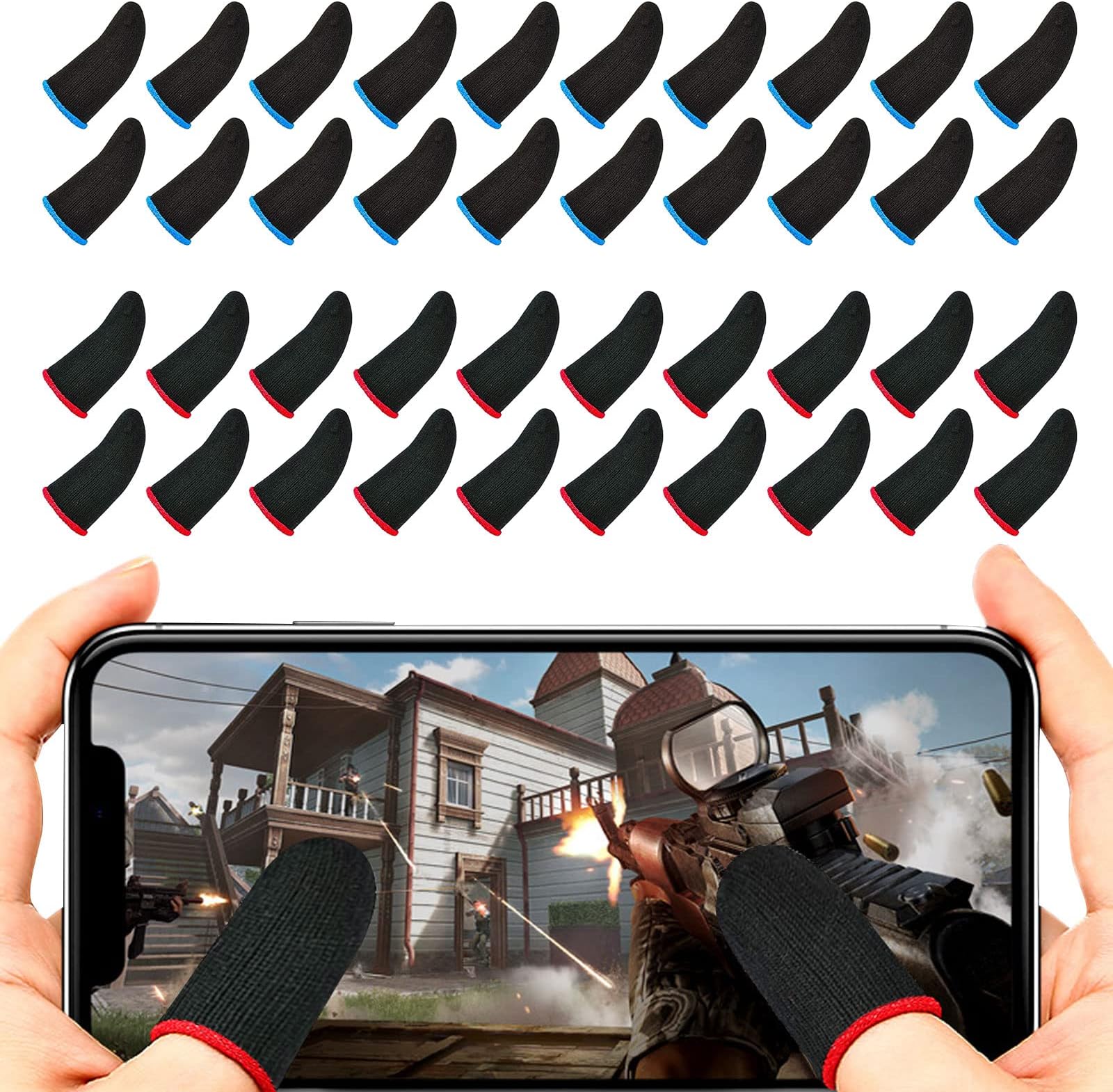 TSHAOUN 40 Pcs Mobile Game Finger Sleeve, Pro Gaming Finger Gloves Anti ...