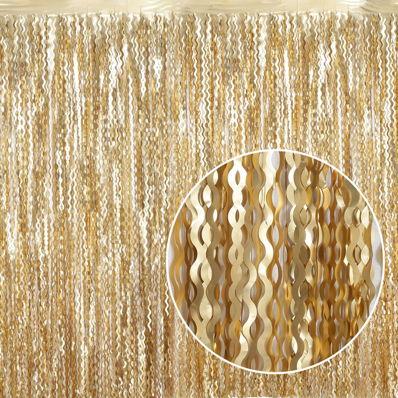 Amazon.com : 4 Pack Wavy Champagne Gold Metallic Tinsel Foil Fringe ...