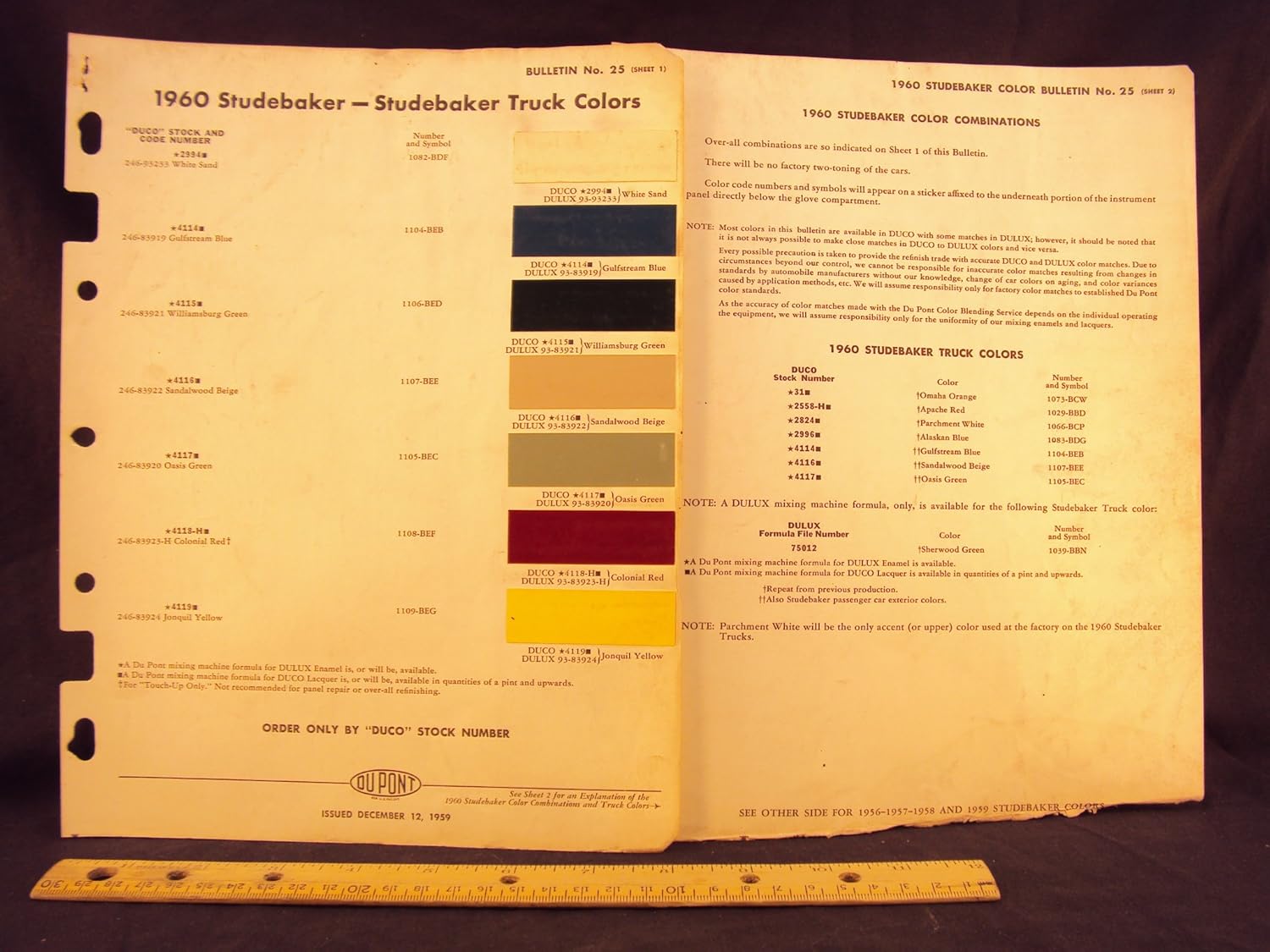 1960 STUDEBAKER & STUDEBAKER Truck Paint Colors Chip Page: Studebaker ...