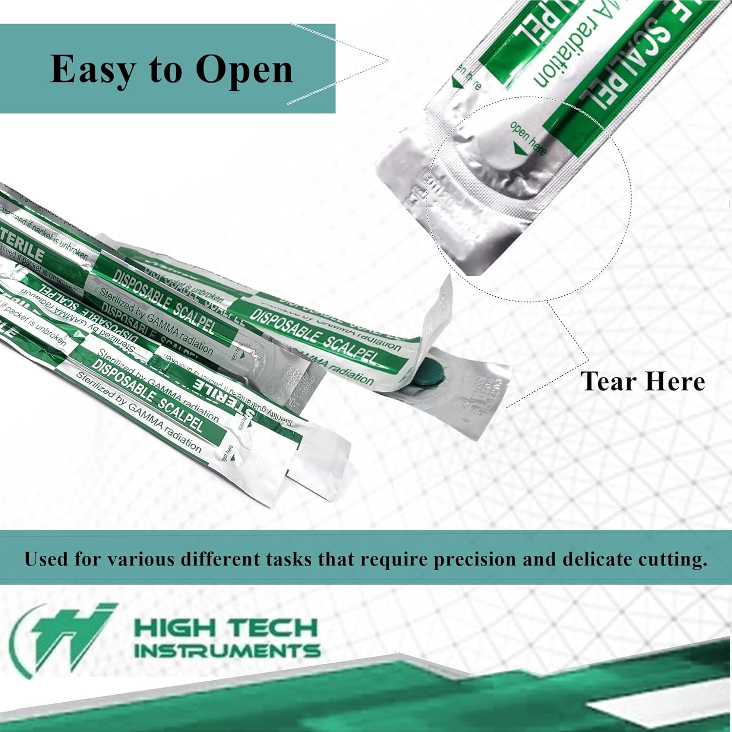 Caja de 10 cuchillas de bisturí desechables estériles #11 hechas de acero inoxidable con mango ...