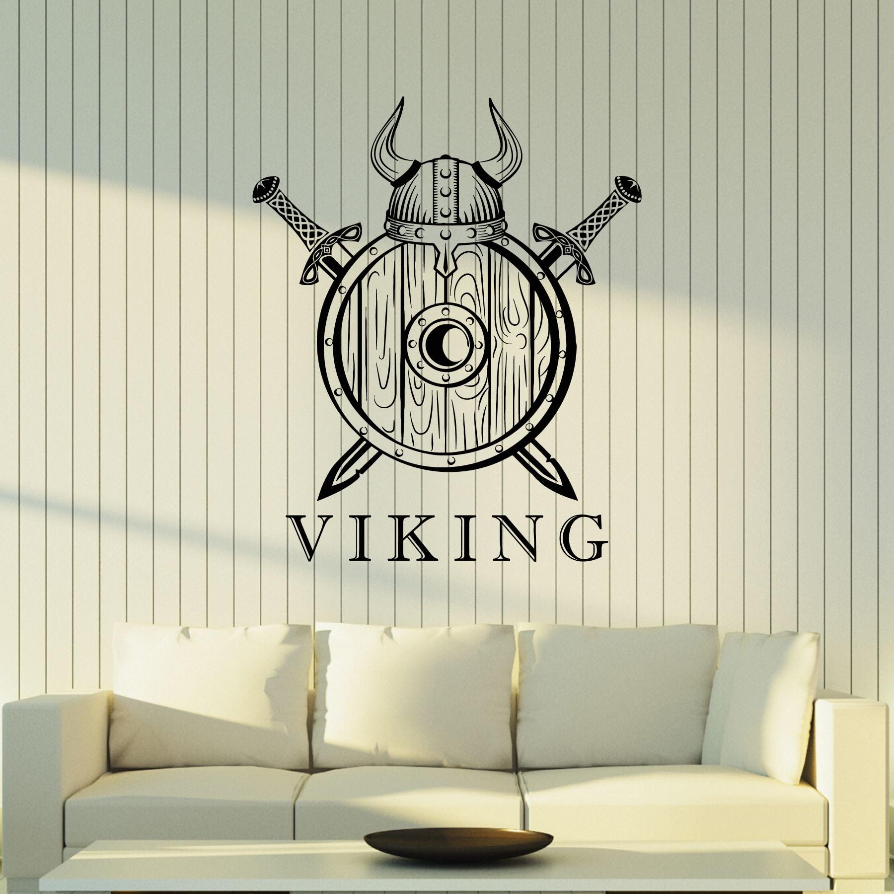 Amazon.com: Vinyl Wall Decal Viking Helmet Two Swords Shield Warriors ...