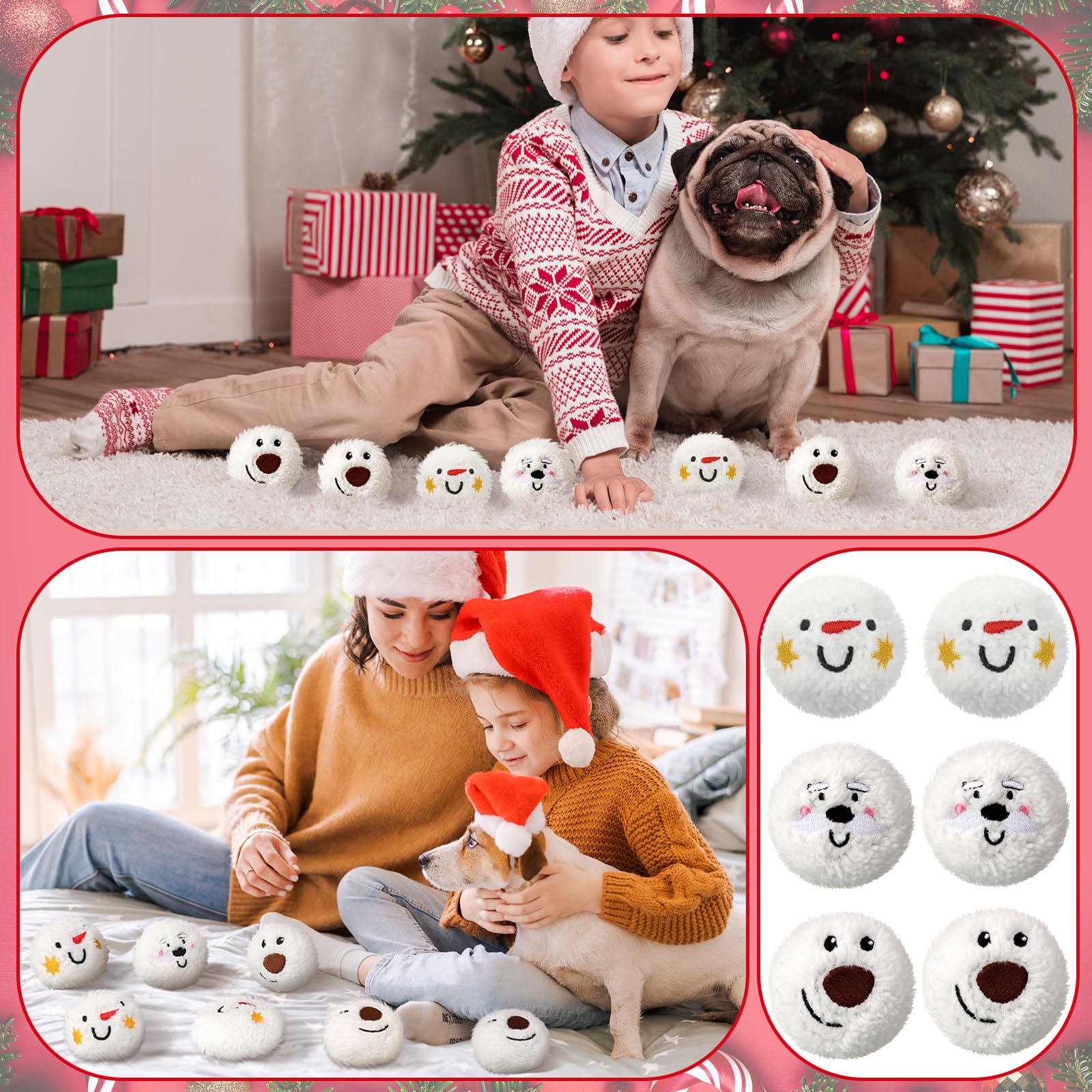 Syhood 60 Pieces 2.76 Inch Christmas Snowman Dog Toy Snowball Fight ...