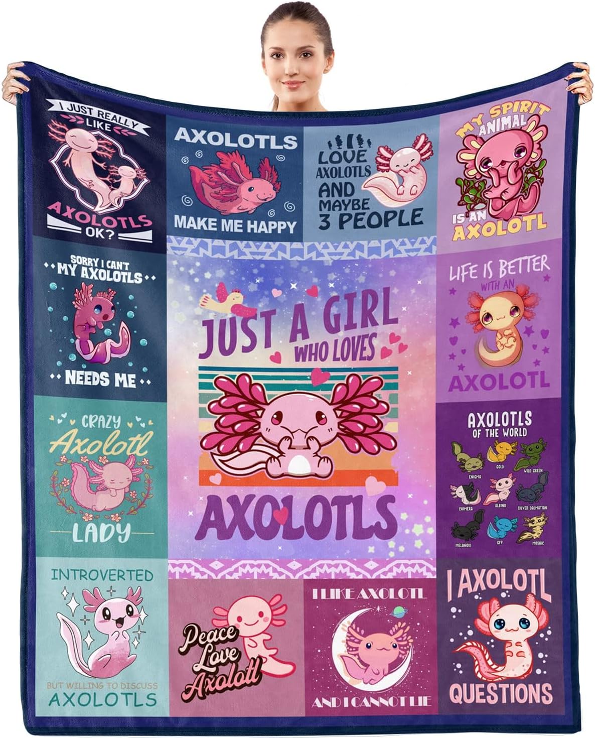 Rqhoqci Axolotl Blanket for Girls, Axolotl Gifts, Just a Girl Who Loves ...