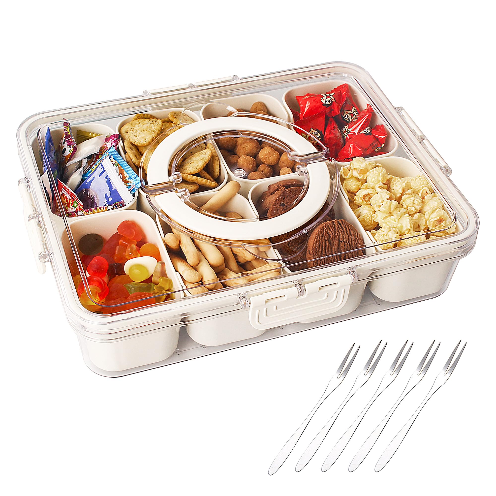 Amazon.com: Farest Divided Veggie Tray with Lid and Handle,Portable 8 ...