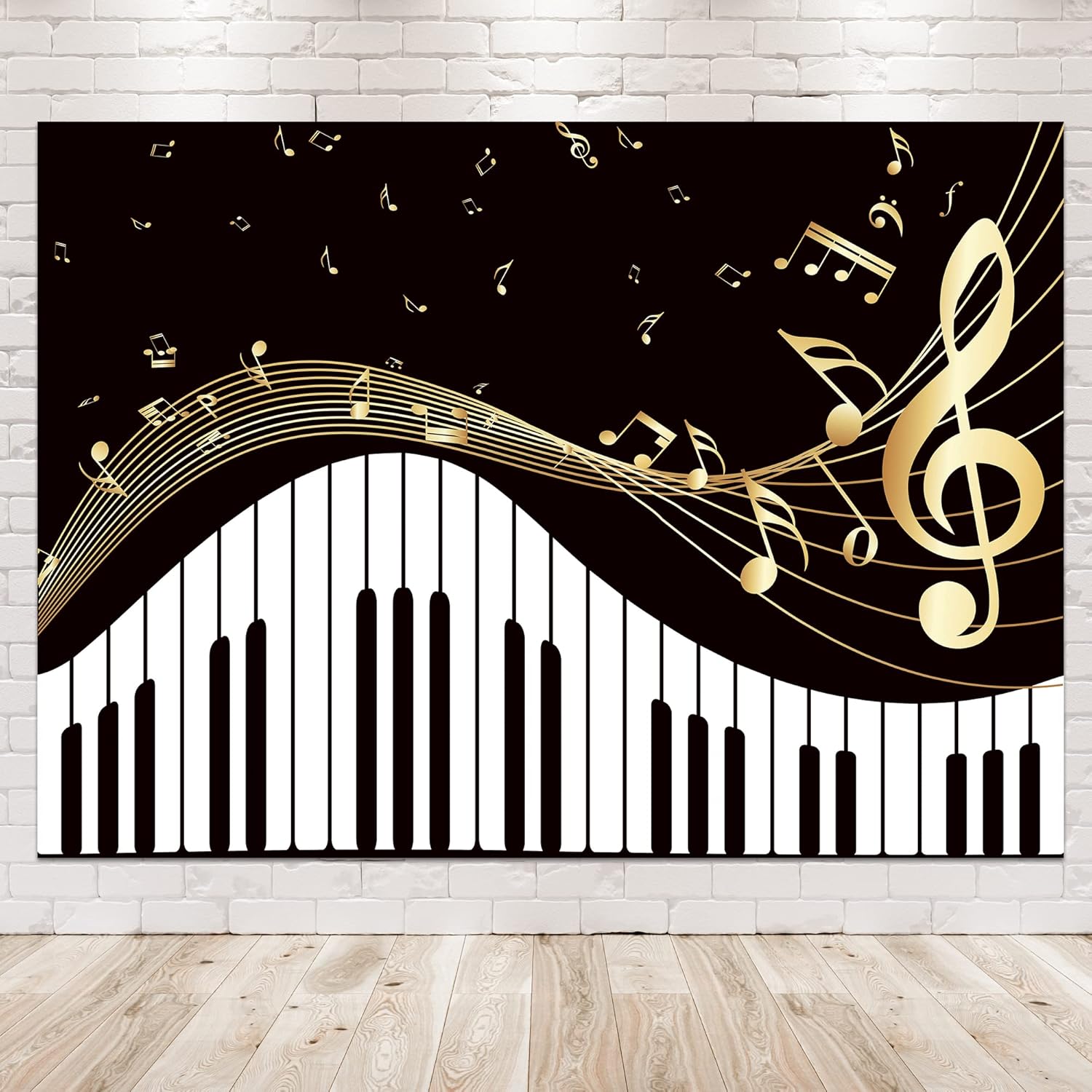 Amazon.com : Newsely Piano Theme Backdrop 7Wx5H Photography Golden ...