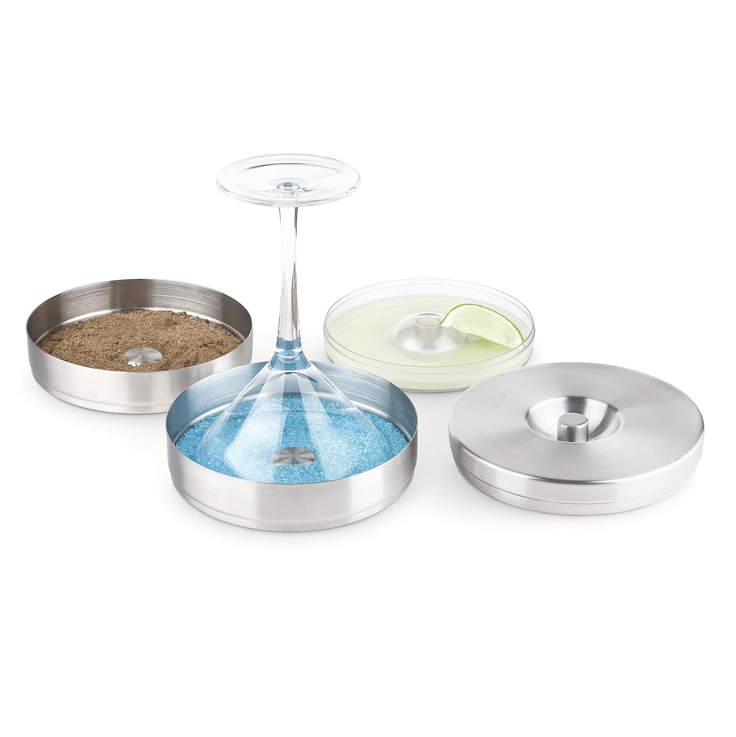 Final Touch Stainless Steel 2 Tier Cocktail Rimmer with 2 LidS : Amazon ...