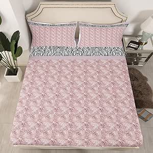 Amazon.com: Erosebridal Pink Cheetah Print Twin Sheets Leopard Bed ...