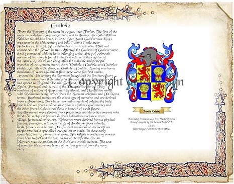 Amazon.com: Guthrie Coat of Arms/ Family Crest on Fine Paper and Family ...
