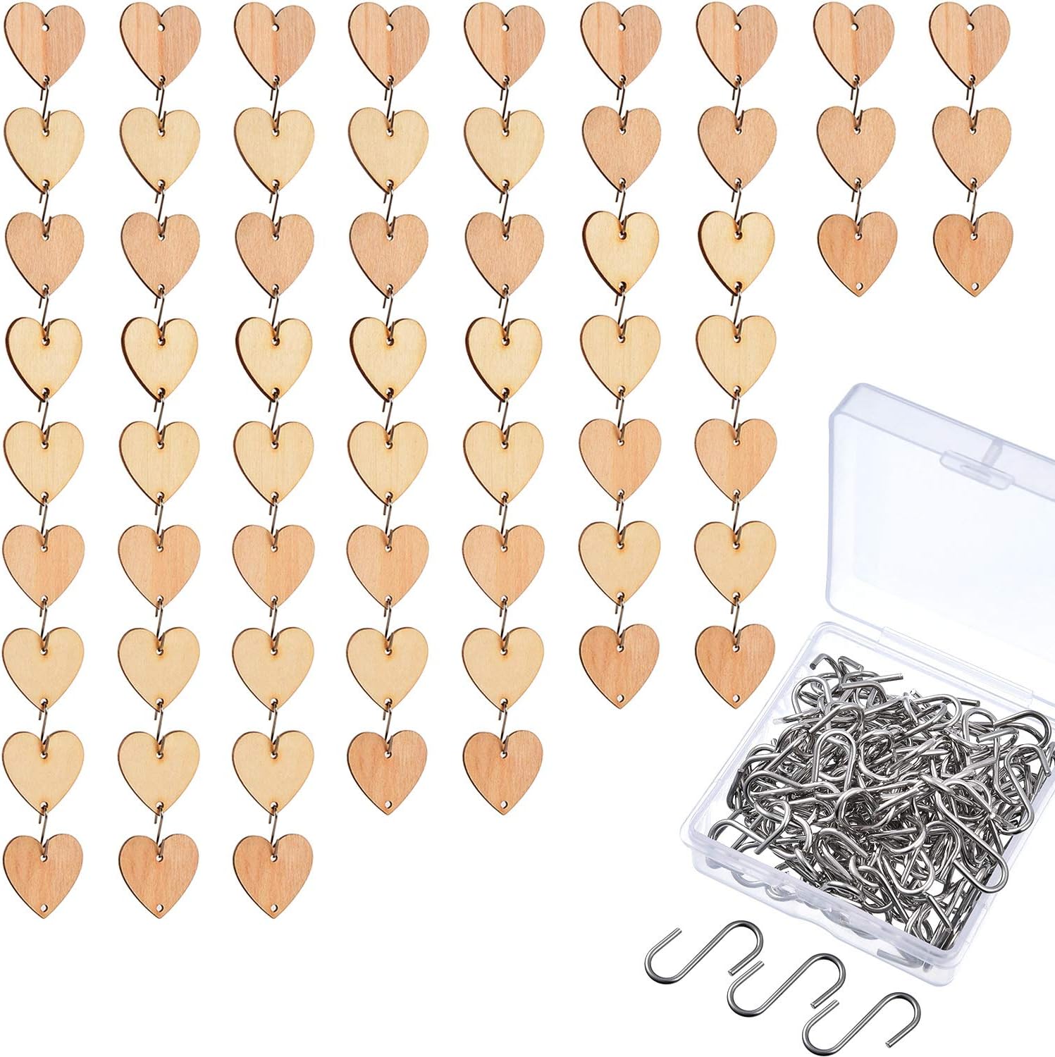 Amazon.com: Bememo 200 Pieces in Total, Wooden Heart Tags with Holes ...