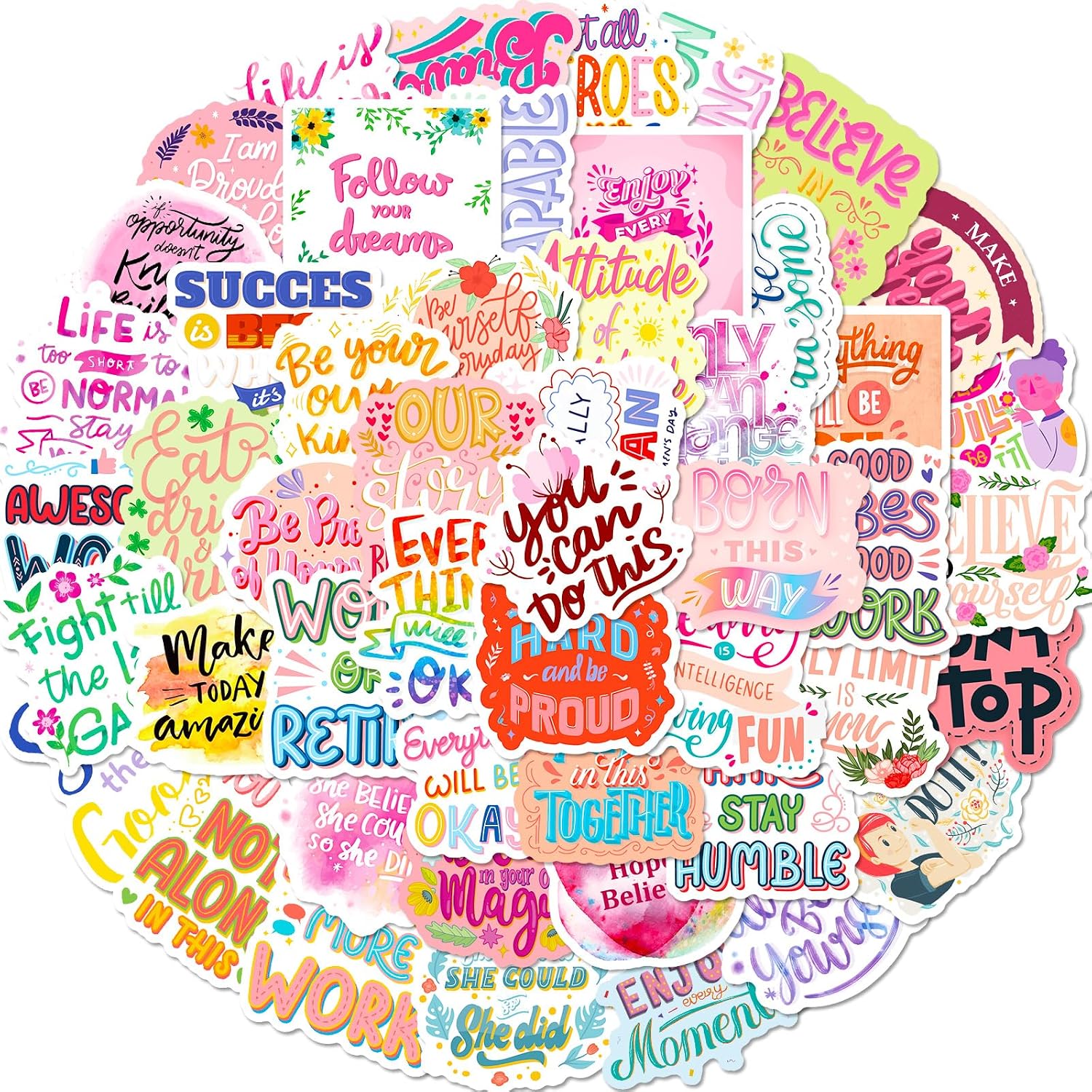 Amazon.com: 100PCS Cute Preppy Stickers for Water Bottles Inspirational ...