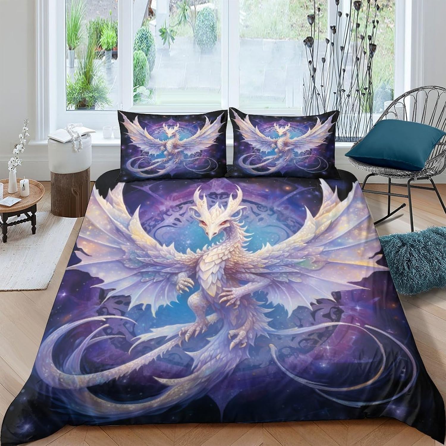 Amazon.com: Dragon Quilt Set- Flying Dragon Bedding Set Full - Fantasy ...