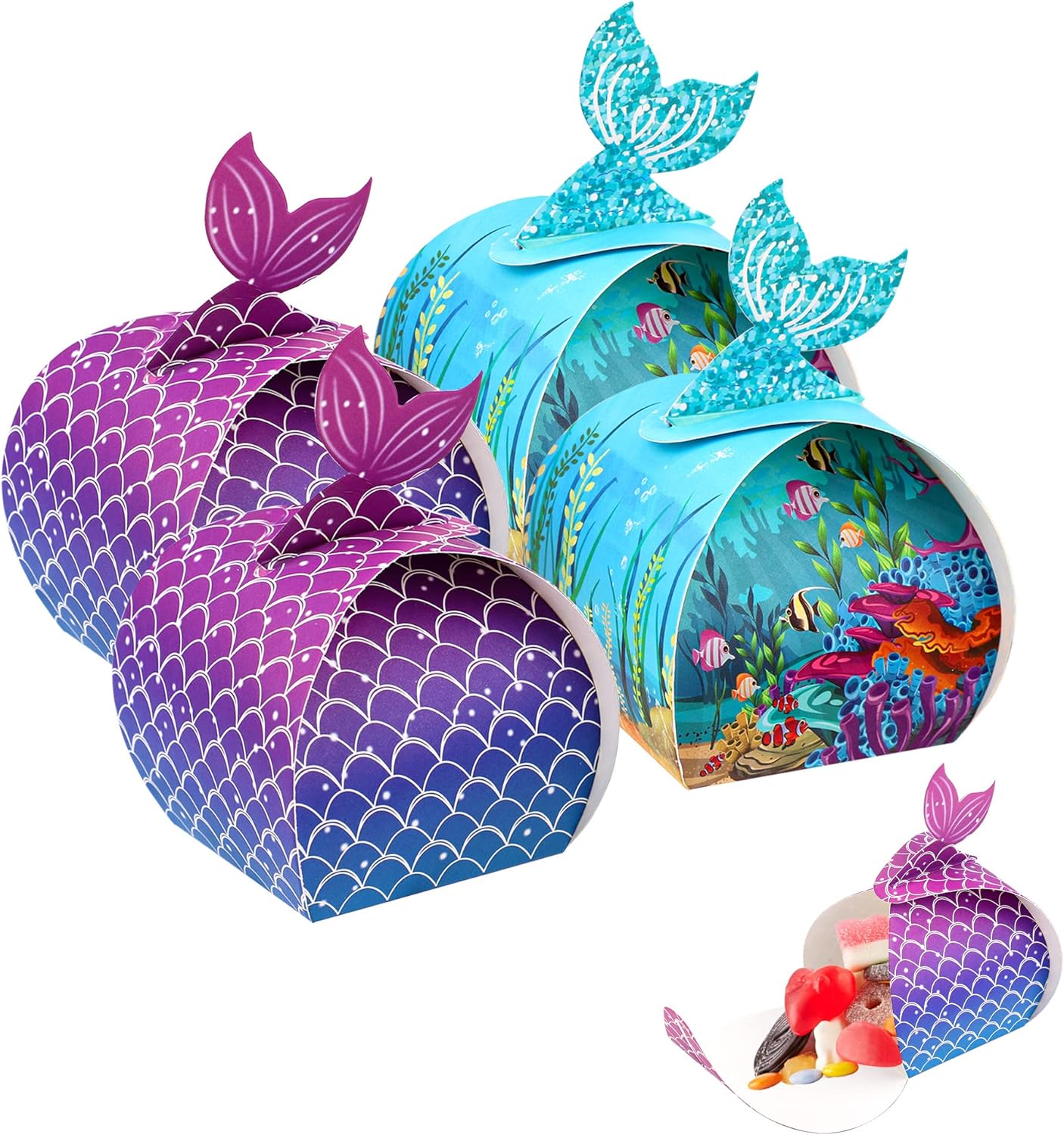 Amazon.com: Augisteen 48 Pack Mermaid Candy Boxes Mermaid Party Treat ...