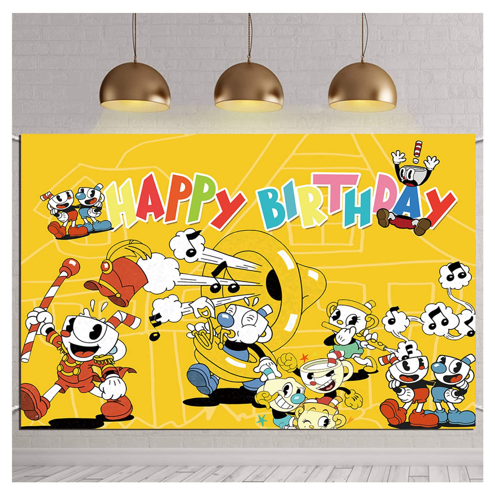Colorful Cuphead Game Happy Birthday Photography Backdrop Cuphead Party ...
