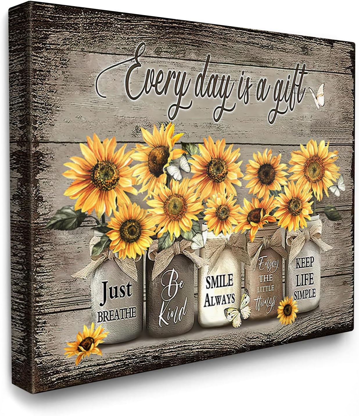 Amazon.com: Luslya Rustic Sunflower Gift Canvas Wall Art Vintage Floral ...