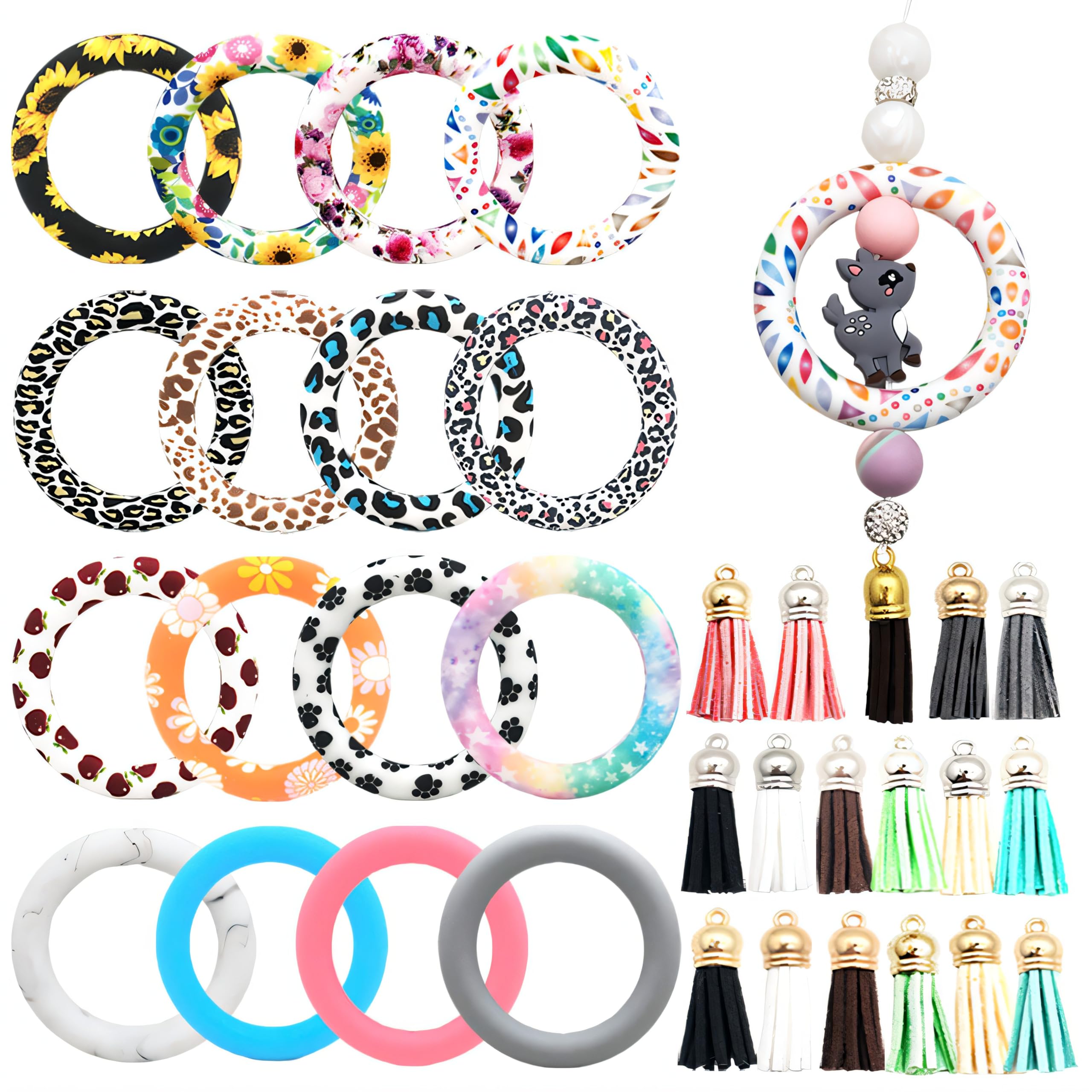 Amazon.com: 16 set Silicone Beadable O Rings 2.56" Big Round Silicone ...