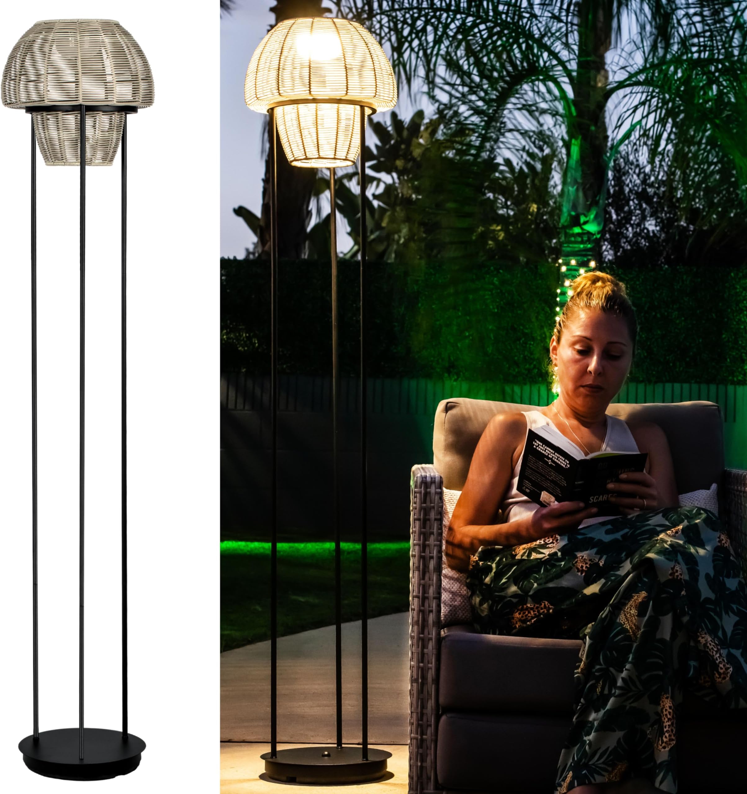 Solar Outdoor Floor Lamp - Cordless Outdoor Lamp - Solar Floor Lamp for ...