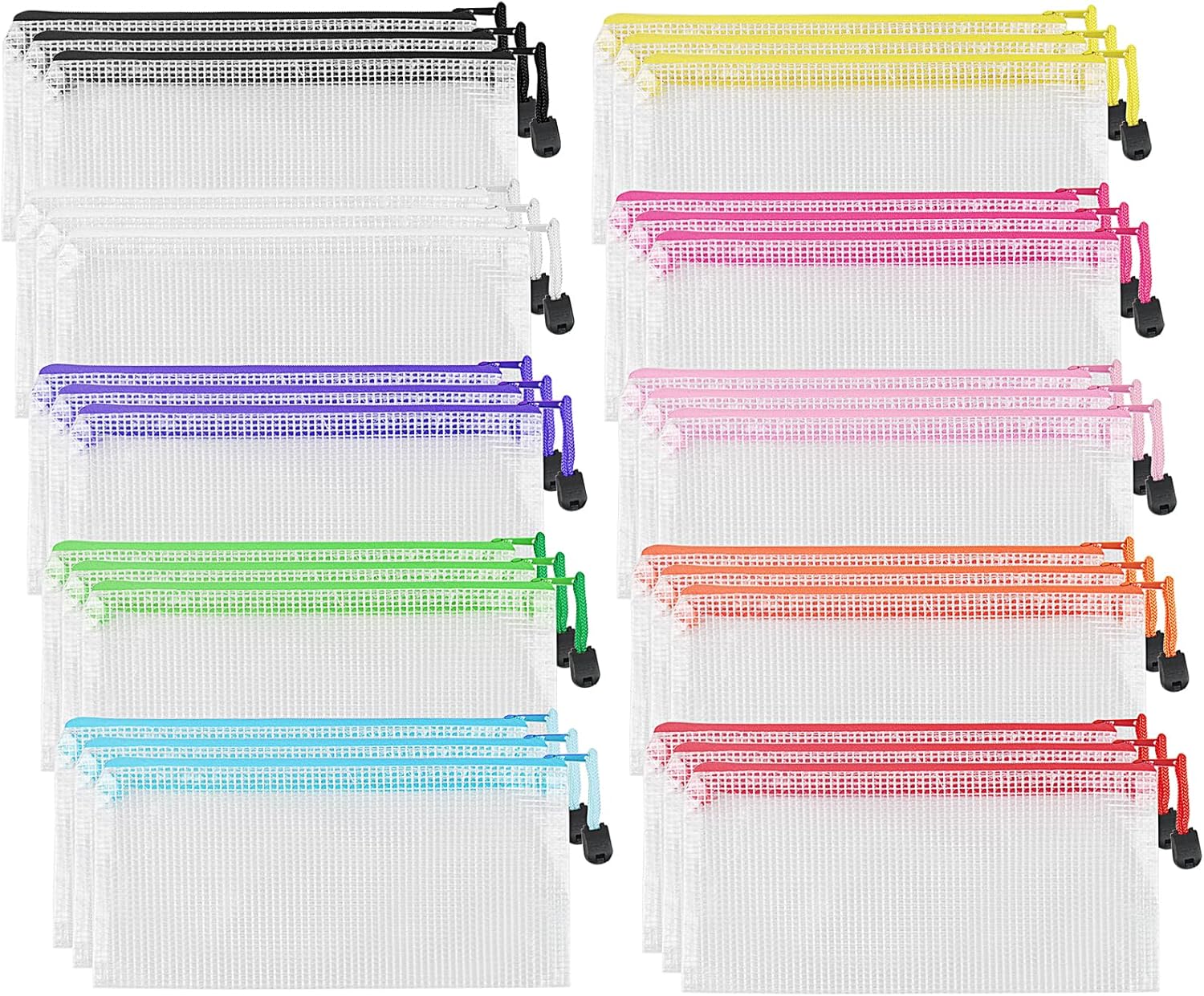 ZEONHAK 30 PCS A6 Mesh File Zip Lock Wallets, Colourful Plastic Bags ...