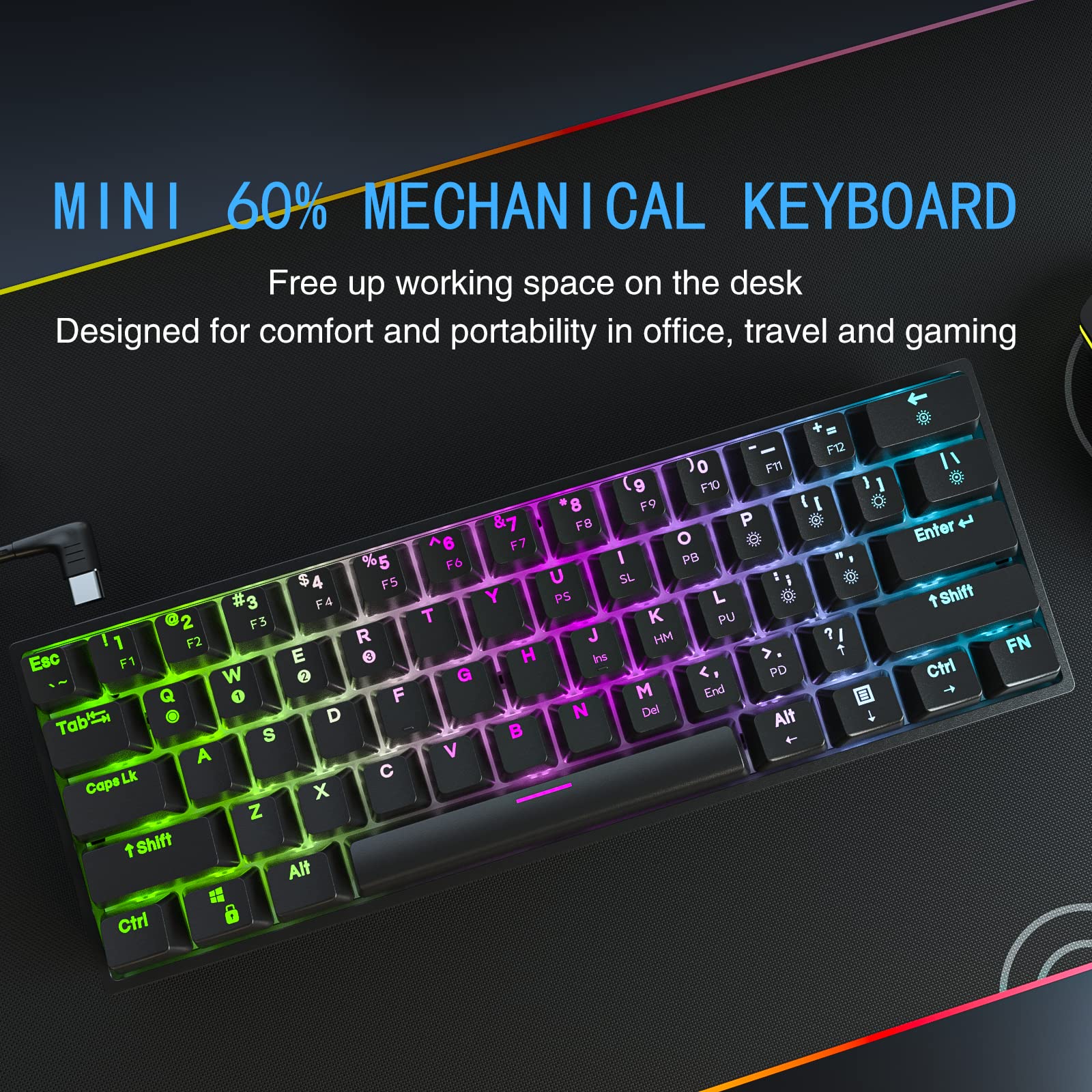 DIERYA DK61E 60% Wired Mechanical Gaming Keyboard, Hot Swap Optical ...