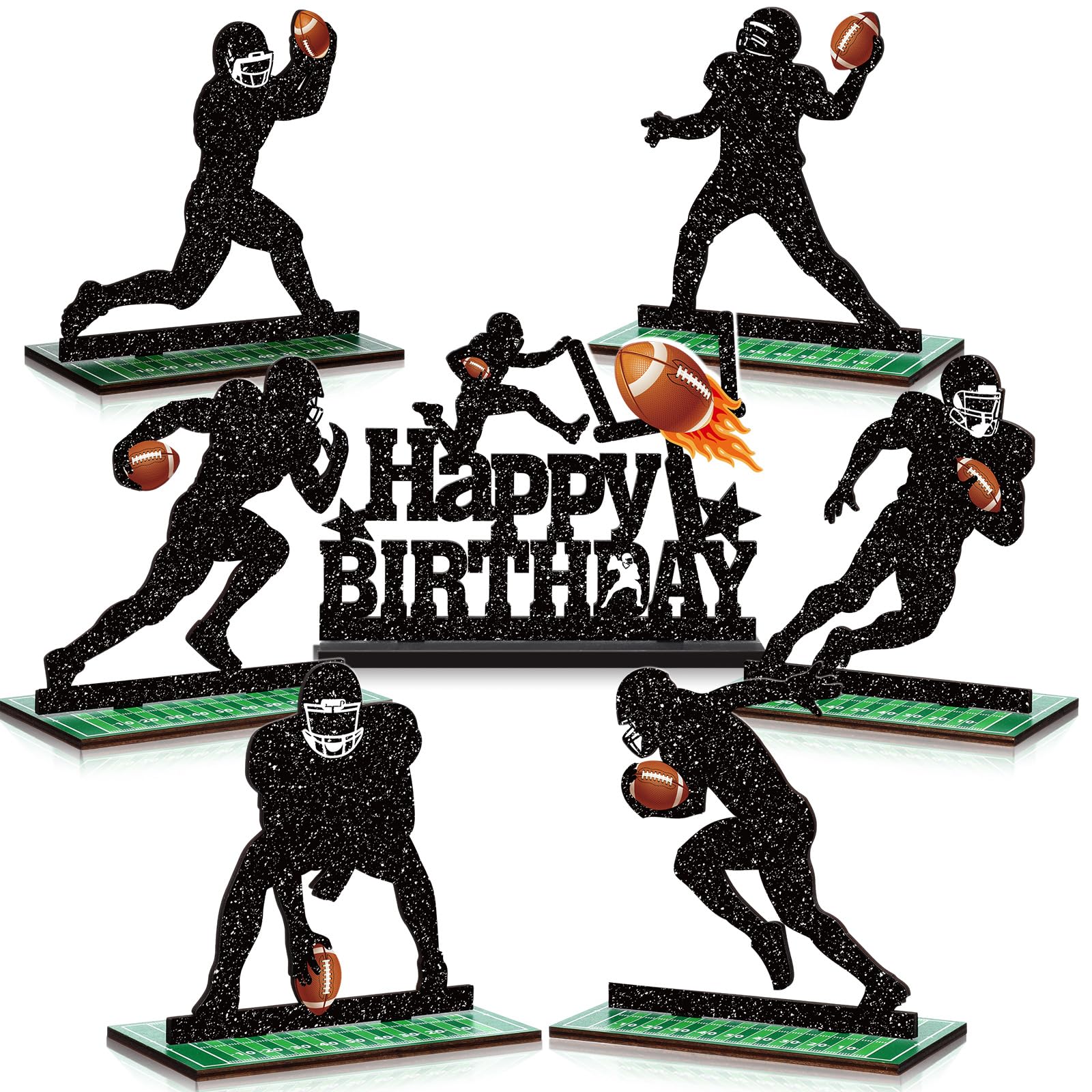 Amazon.com: Geetery 7 Pcs Football Party Table Decoration Wooden ...