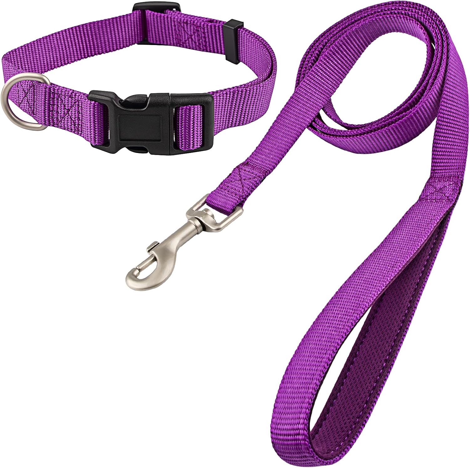 Dog Collar and Leash Set, Nylon Collar and Leash for Dogs Classic Solid ...