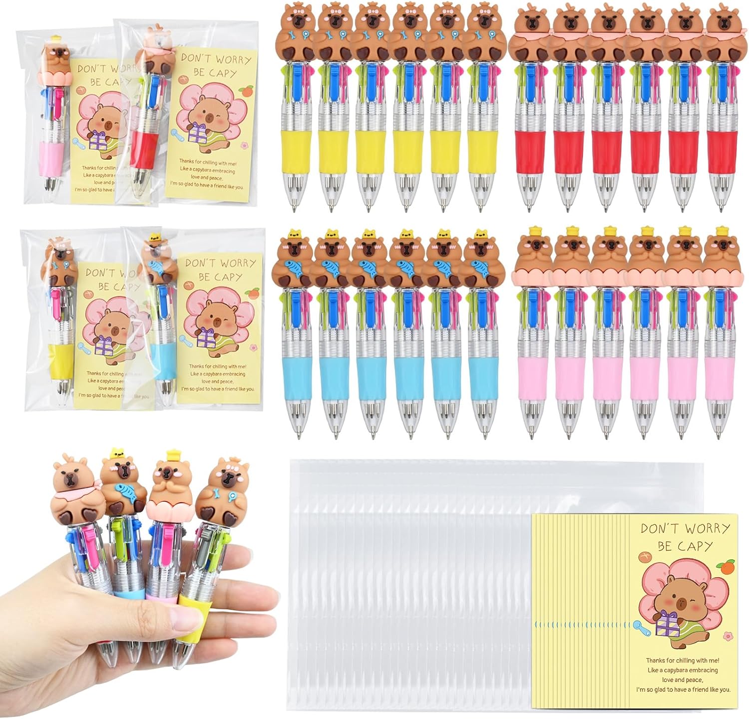 24 Sets Back to School Gifts Capybara Pens Bulk, 4-in-1 Multicolor ...