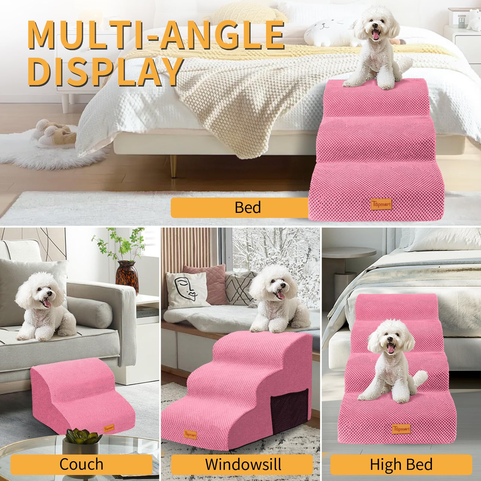 Snapklik.com : Topmart 3 Tiers Foam Dog Ramps/Steps,Non-Slip Dog Steps ...