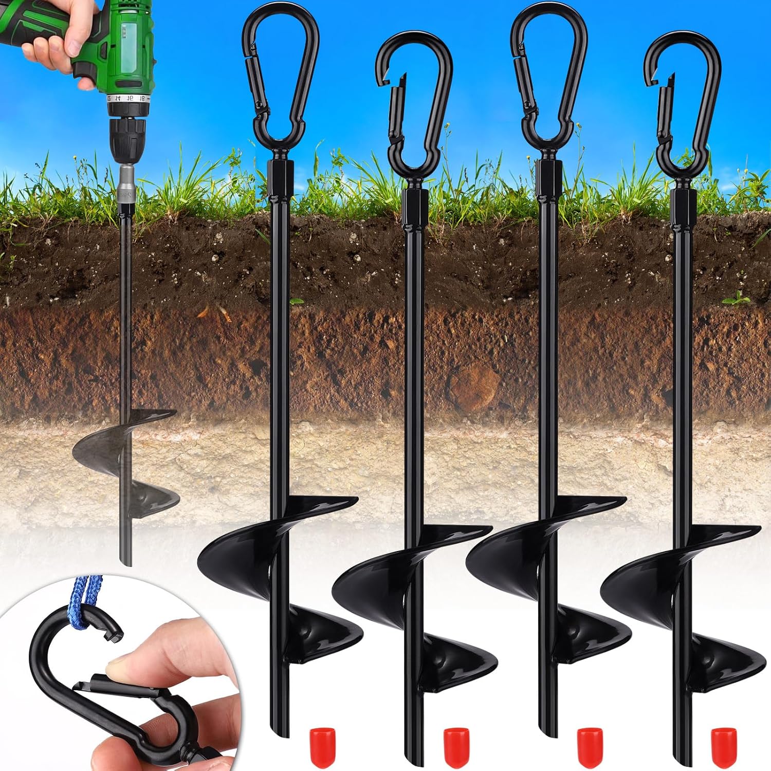 Amazon.com: TOBWOLF 4PCS 18” Ground Anchors Heavy Duty for High Winds ...
