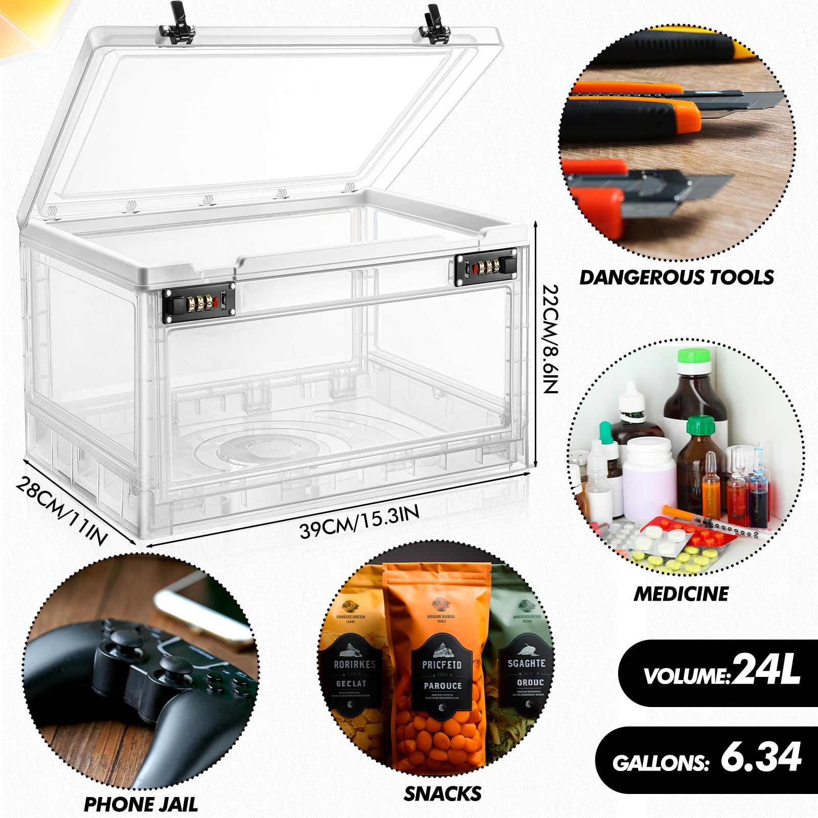 Snapklik.com : Yalikop 1 Pcs Large Lock Box Lockable Storage Box For ...