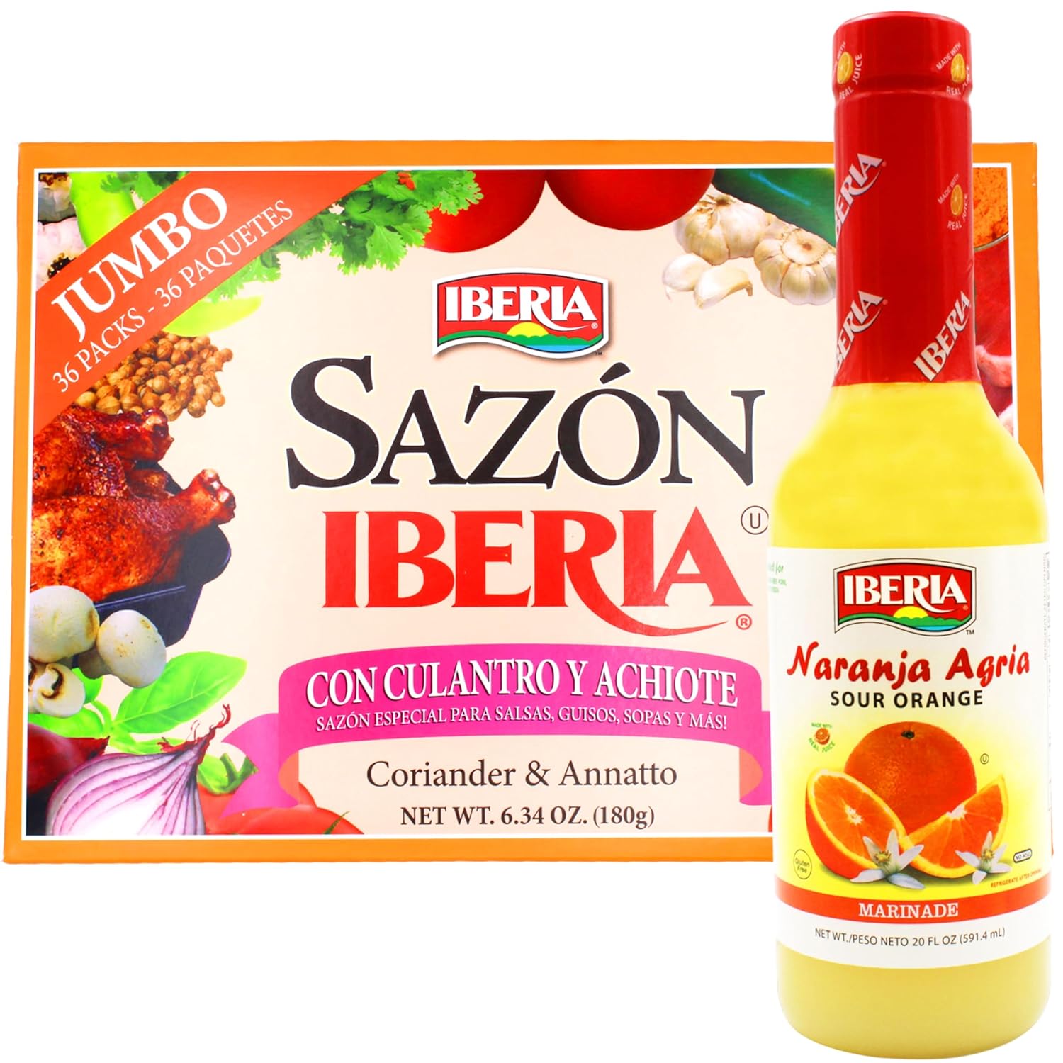 Sazon Iberia con cilantro y achiote 6.34 onzas (36 paquetes) + Iberia ...