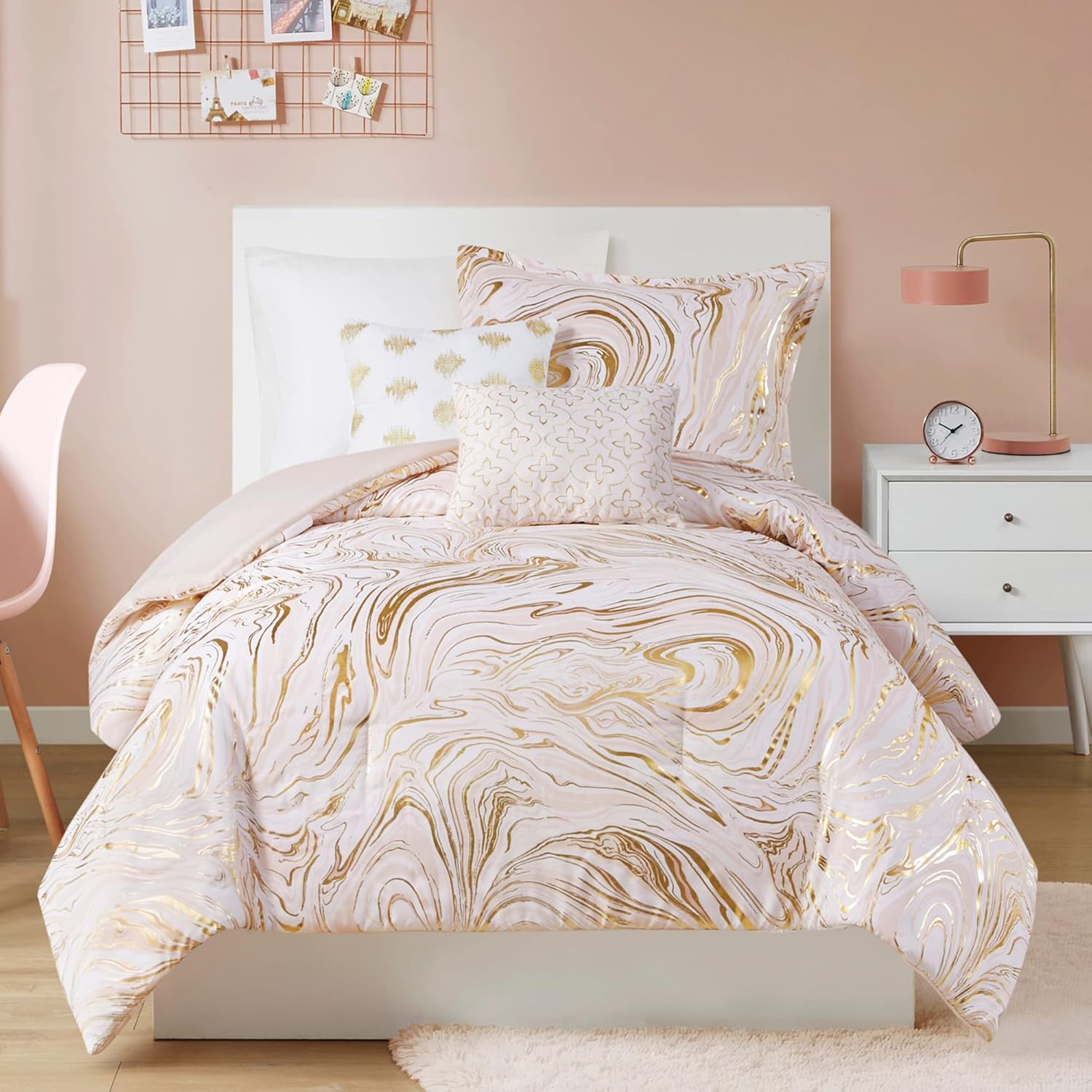 Amazon.com: Intelligent Design Rebecca Metallic Comforter Set, Swirl ...