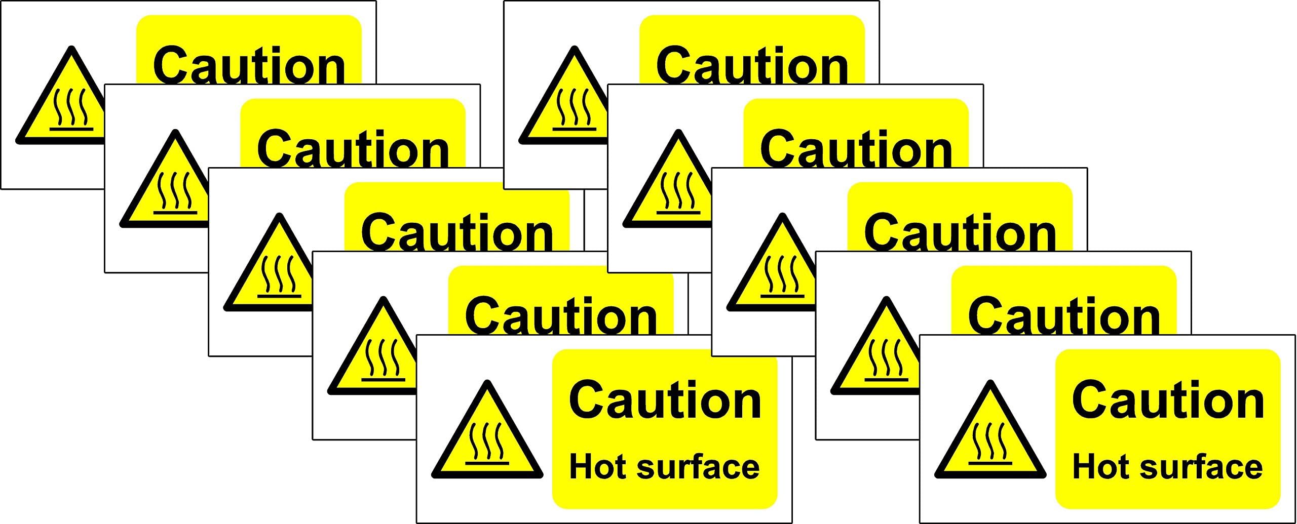 Caution Hot Surface Safety Sign - Self Adhesive Sticker 100mm x 50mm ...