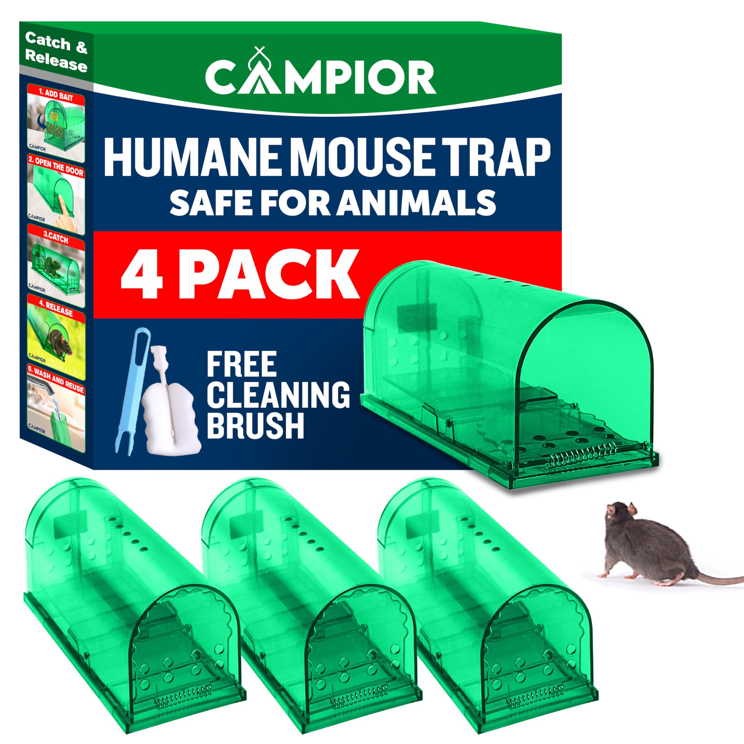 Amazon.com : Campior Humane Mouse Trap for House – Large, No-Kill Mouse ...