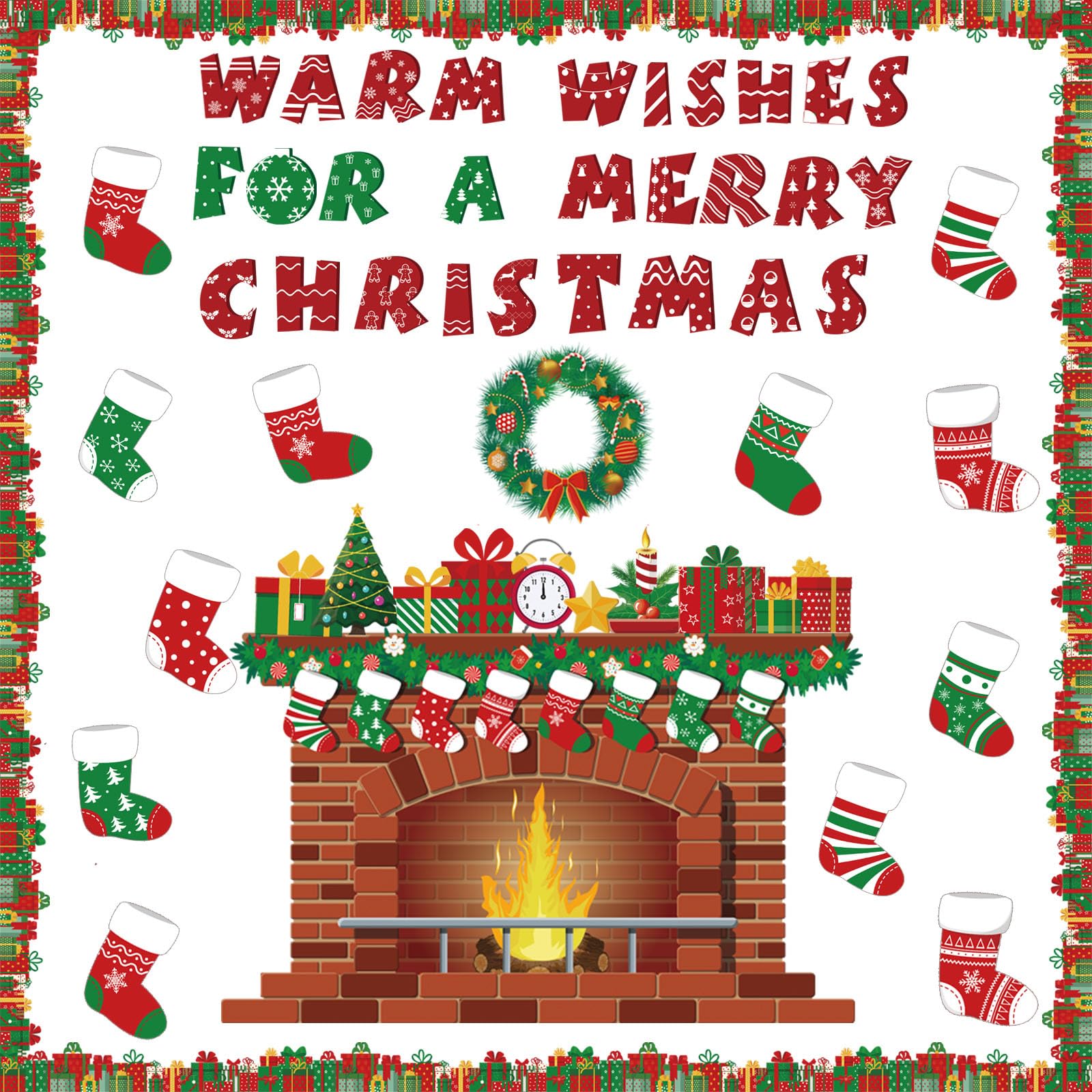 Amazon.com: Christmas Bulletin Board Decorations Christmas Classroom ...