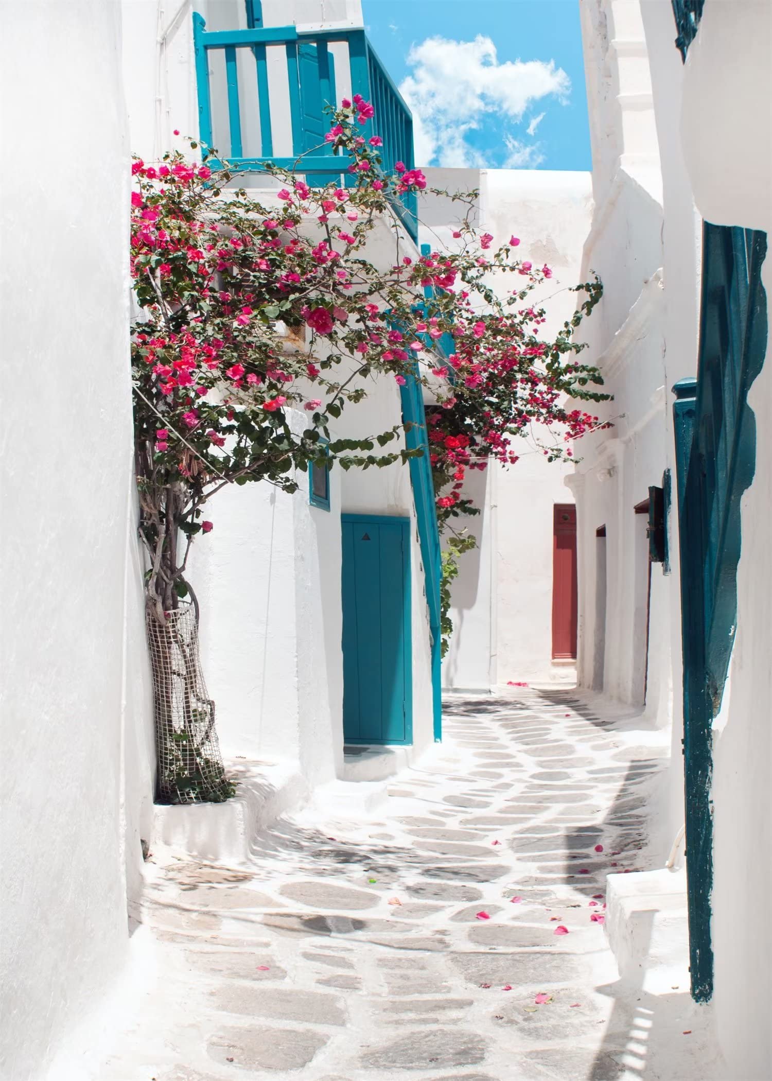 Buy CORFOTO 6.5x10ft Greece Street Backdrop Narrow Street Background ...