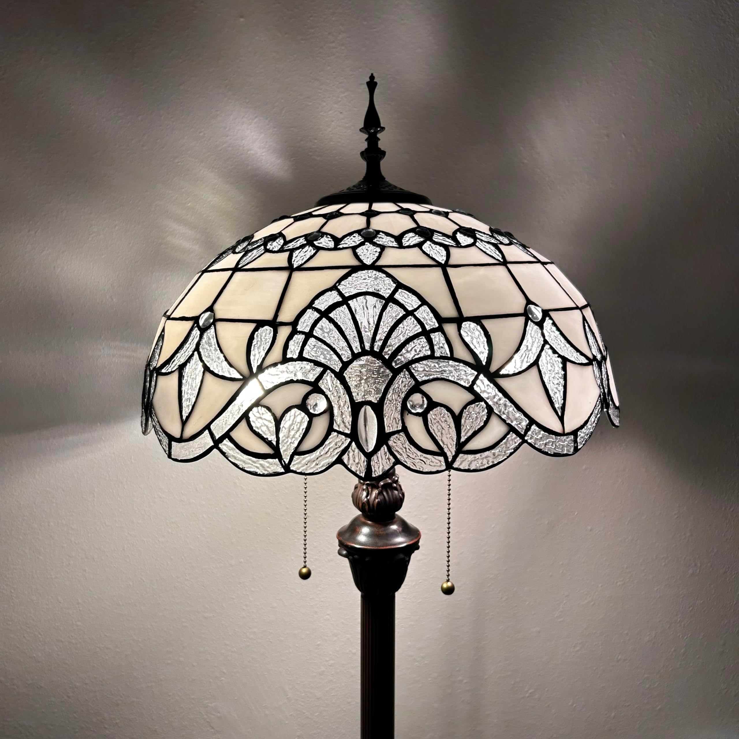 enjoy decor lamps Tiffany Floor Lamp White Stained Glass Baroque Style ...