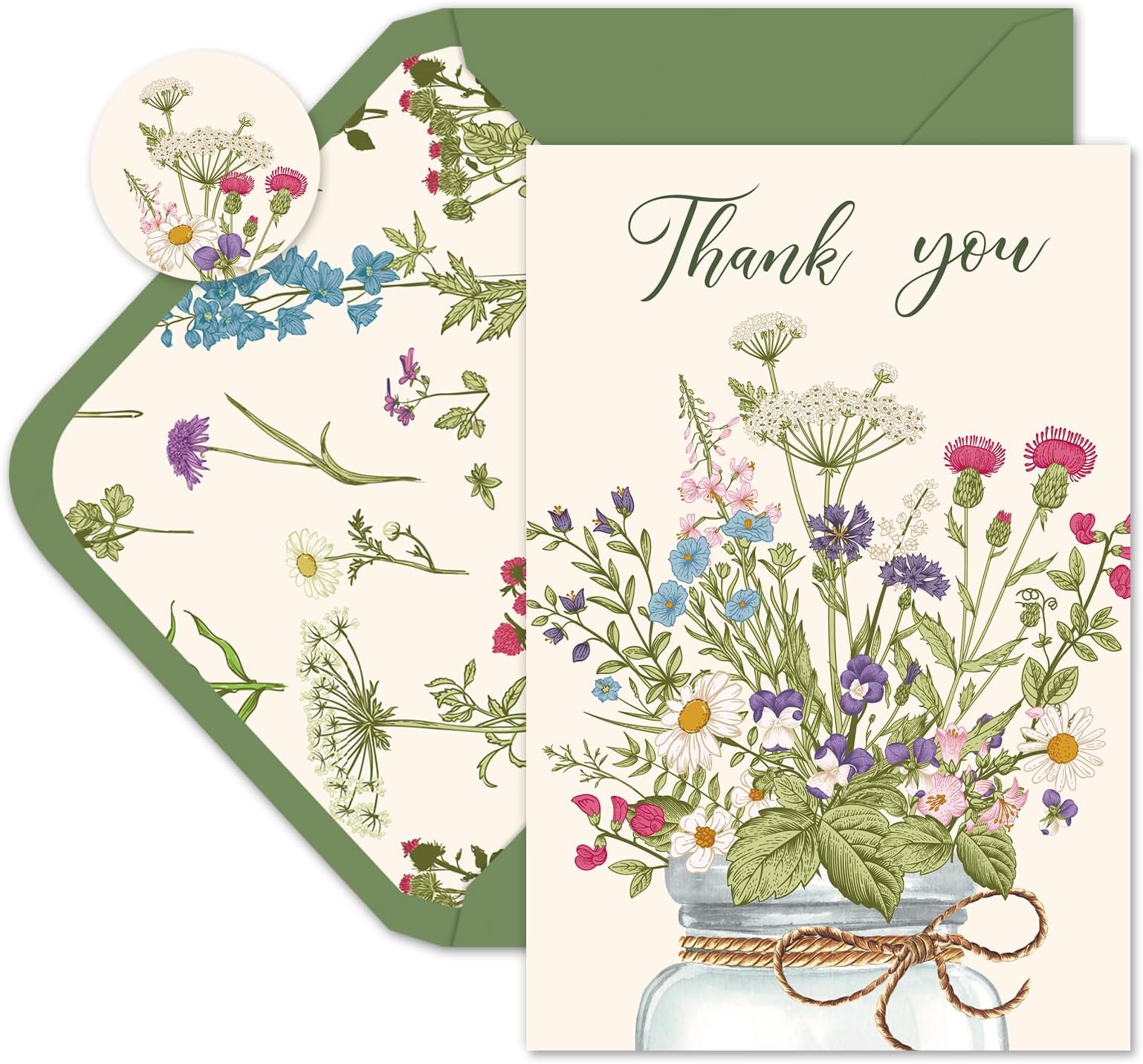 Amazon.com : Whaline 24Pcs Spring Retro Floral Thank You Cards Mother's ...