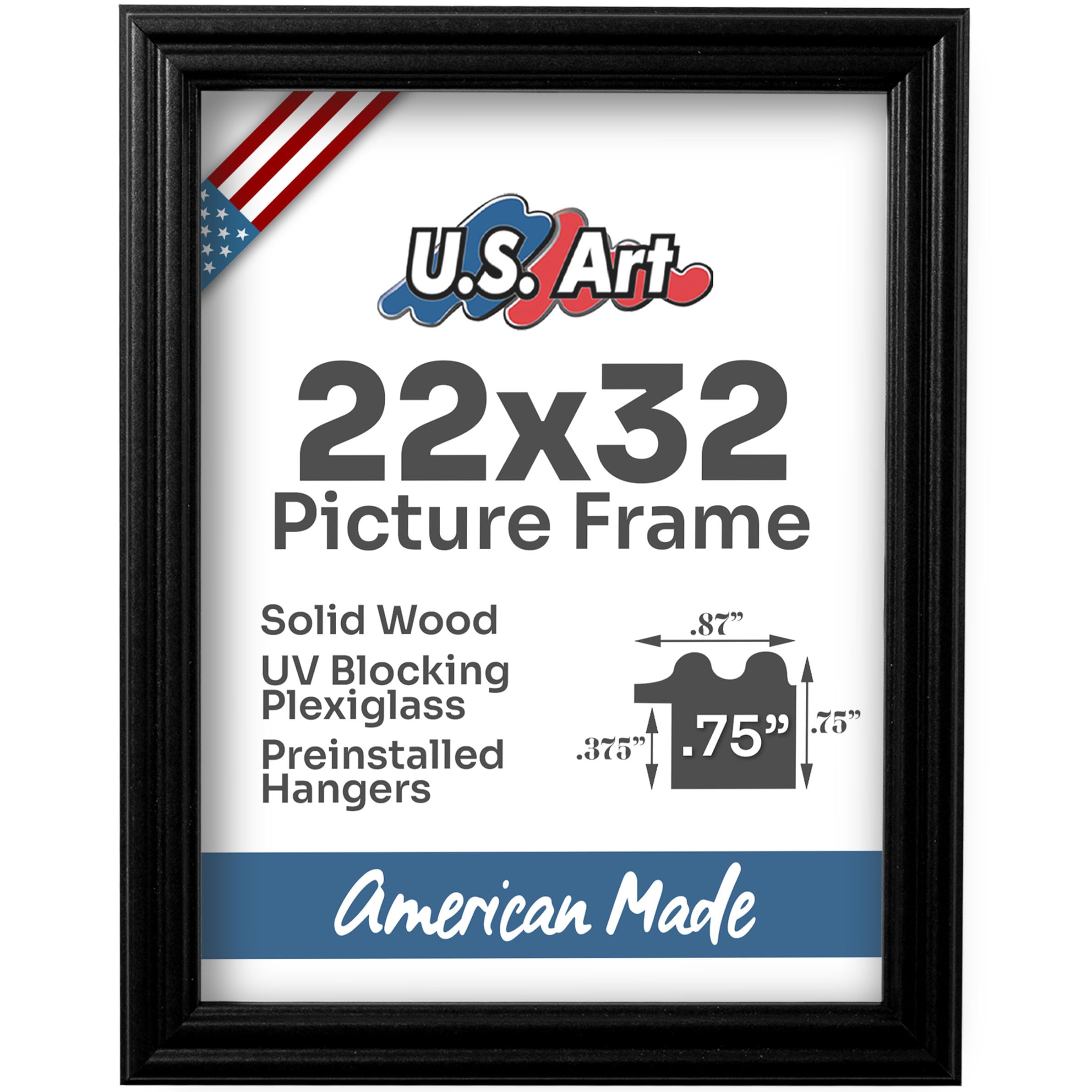 Amazon.com - US Art 22x32 Black 0.75 in Wooden Photo Picture Poster ...