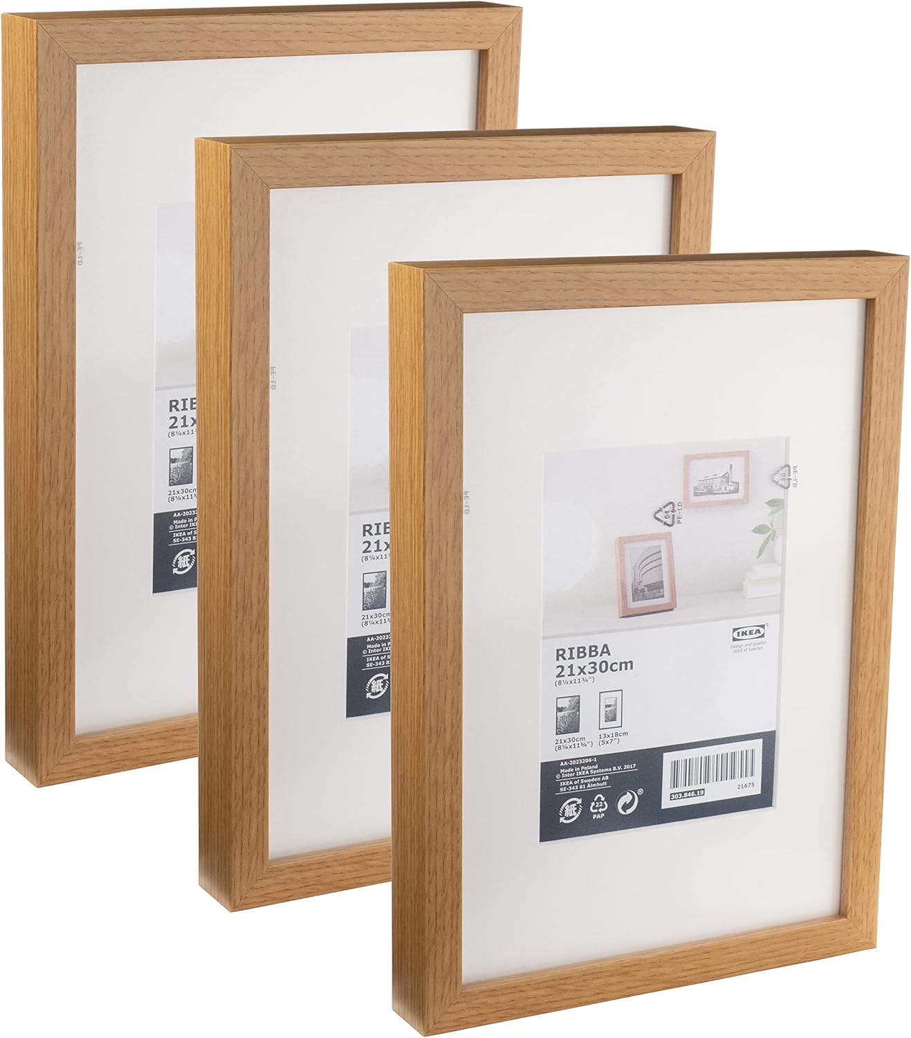 Ikea RIBBA Chunky Thick A4 Box Photo Frames, Oak-Effect, 21 x 30 ...