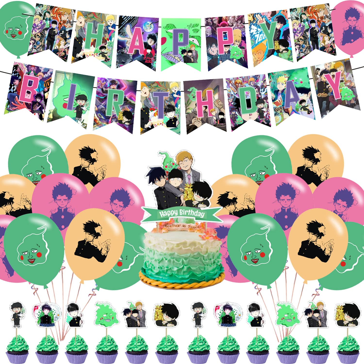 Mob Psycho 100 Party Decorations,Birthday Party Supplies Includes ...